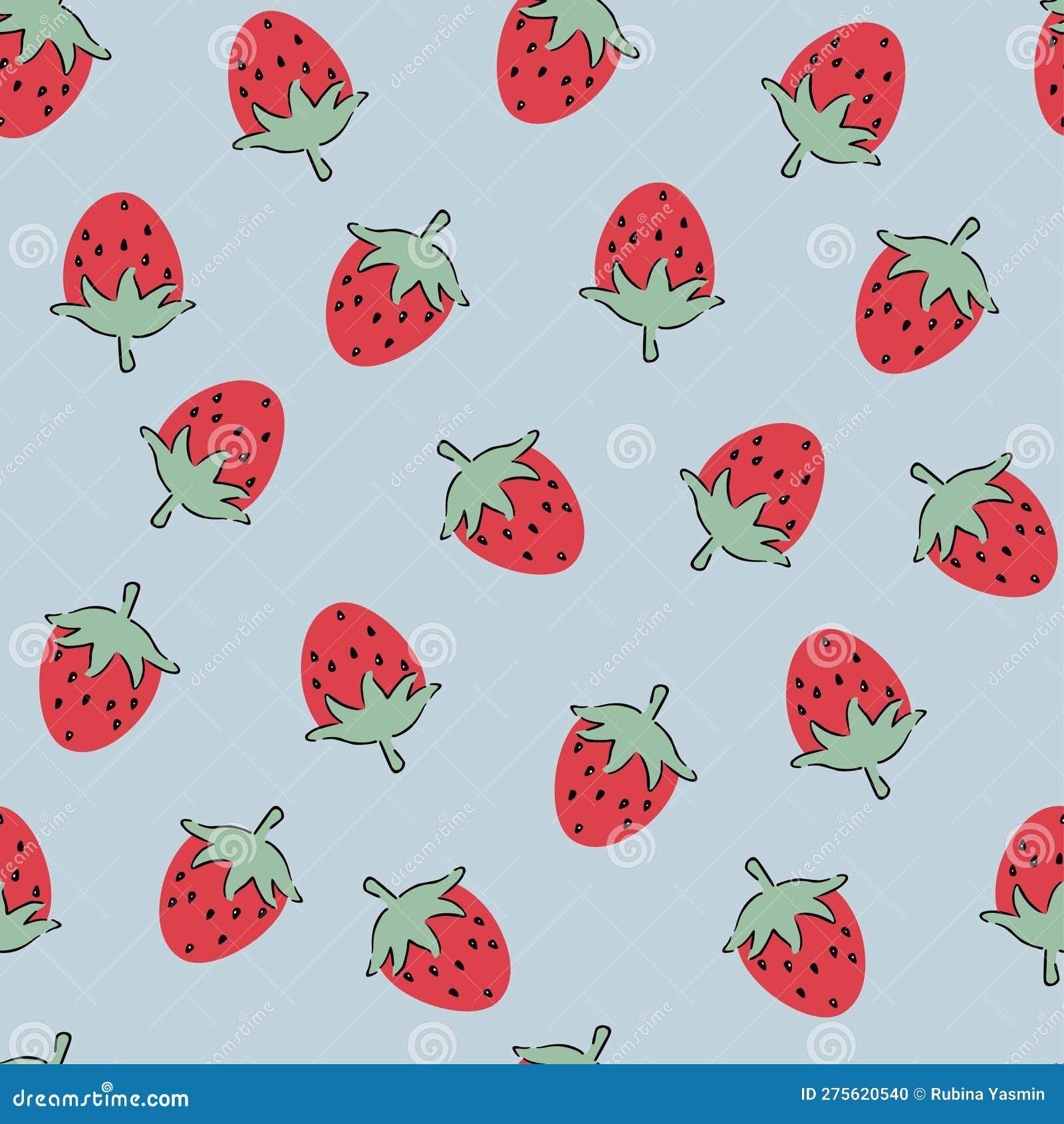 Strawberry Fruit Repeat Print Seamless Pattern Stock Illustration ...