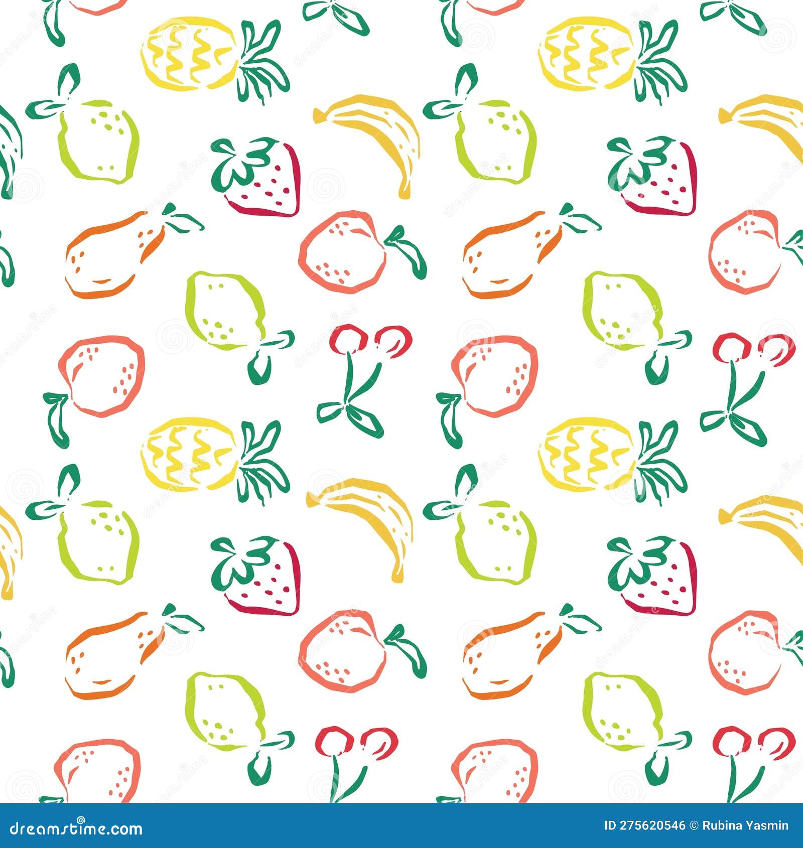Colorful Fruits Drawing Repeat Print Seamless Pattern Stock Vector ...