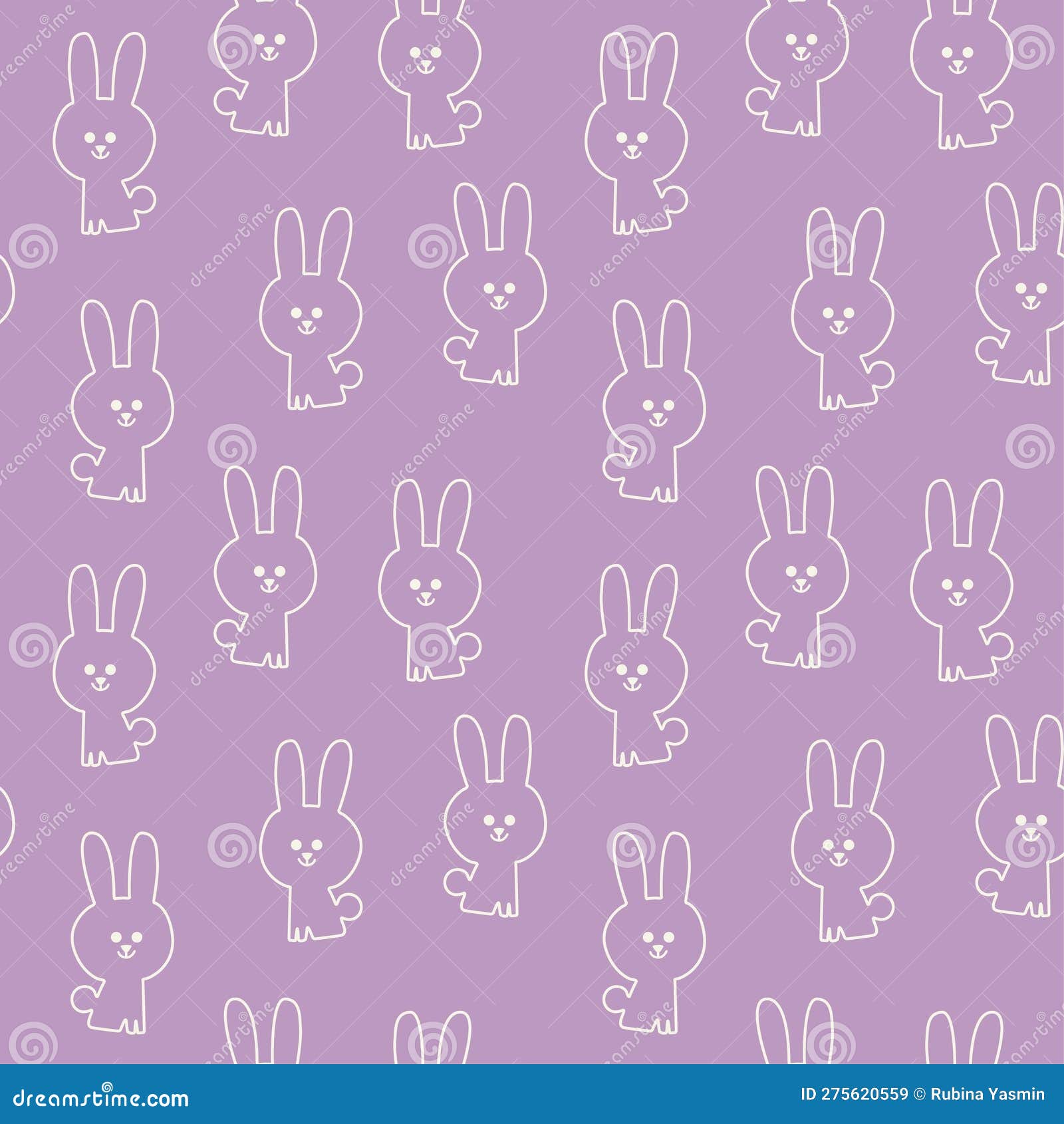 Doodle Bunny Animal Hand Drawn Seamless Pattern Stock Vector ...