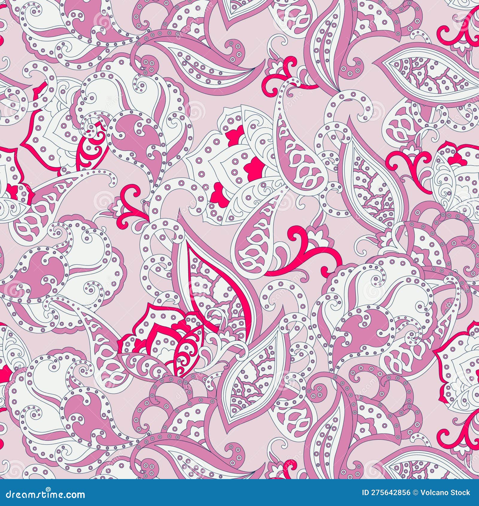 Colorful Abstract Ethnic Paisley Vector Pattern with Hand Drawn ...