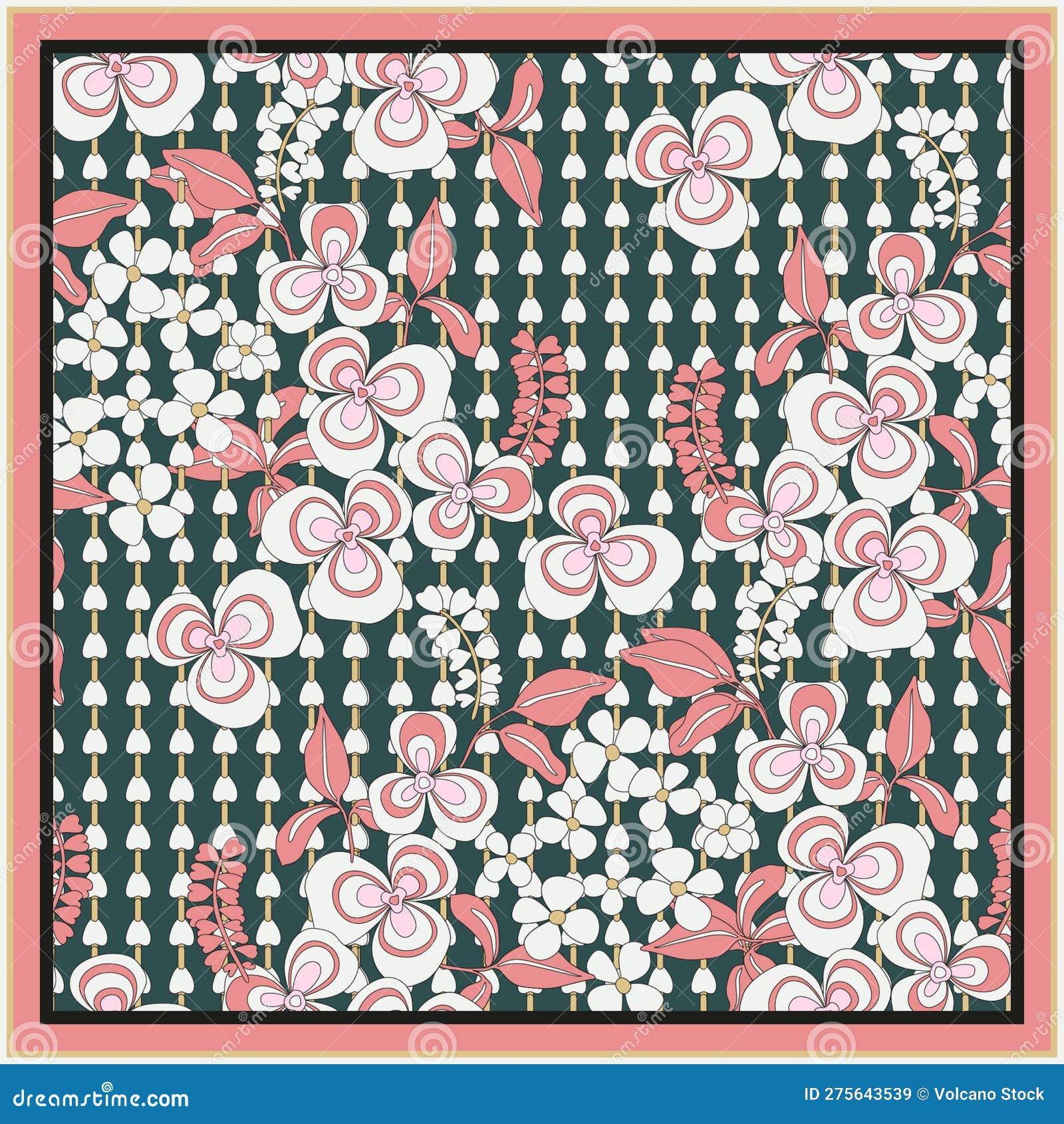 Scarf Design with Abstract Flower Pattern Stock Vector - Illustration ...