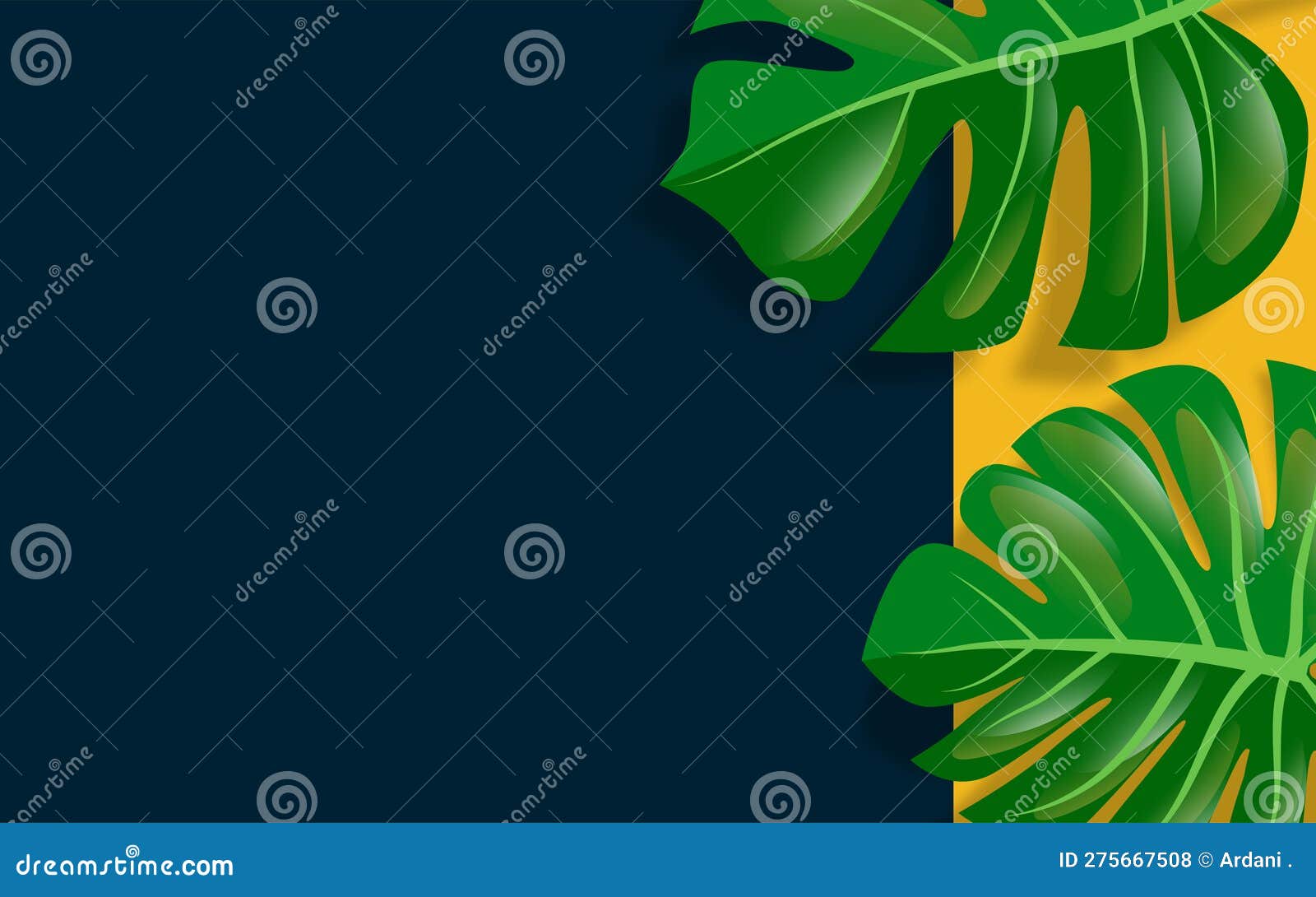 Banner Design with Realistic Monstera Leaves Background Stock Vector ...