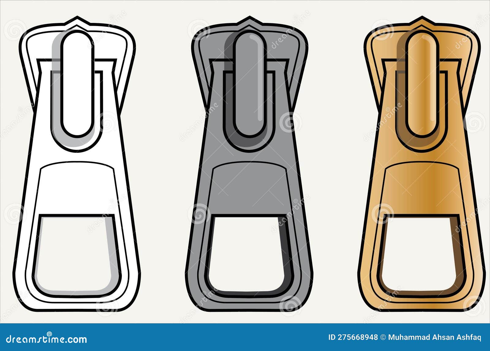 Fashion Design Zipper Slider and Pullers Stock Vector - Illustration of ...