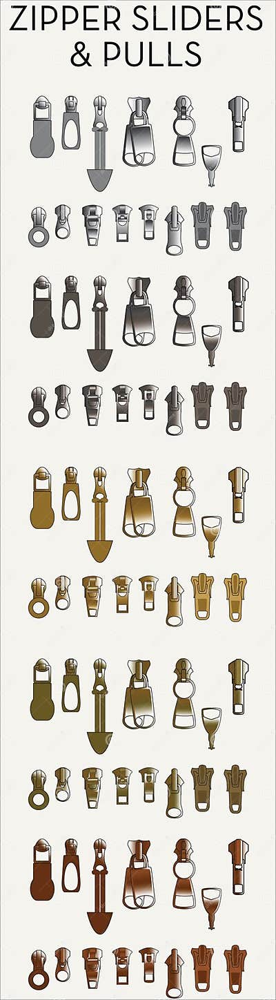 FASHION DESIGN ZIPPER SLIDER and PULLERS Stock Vector - Illustration of ...