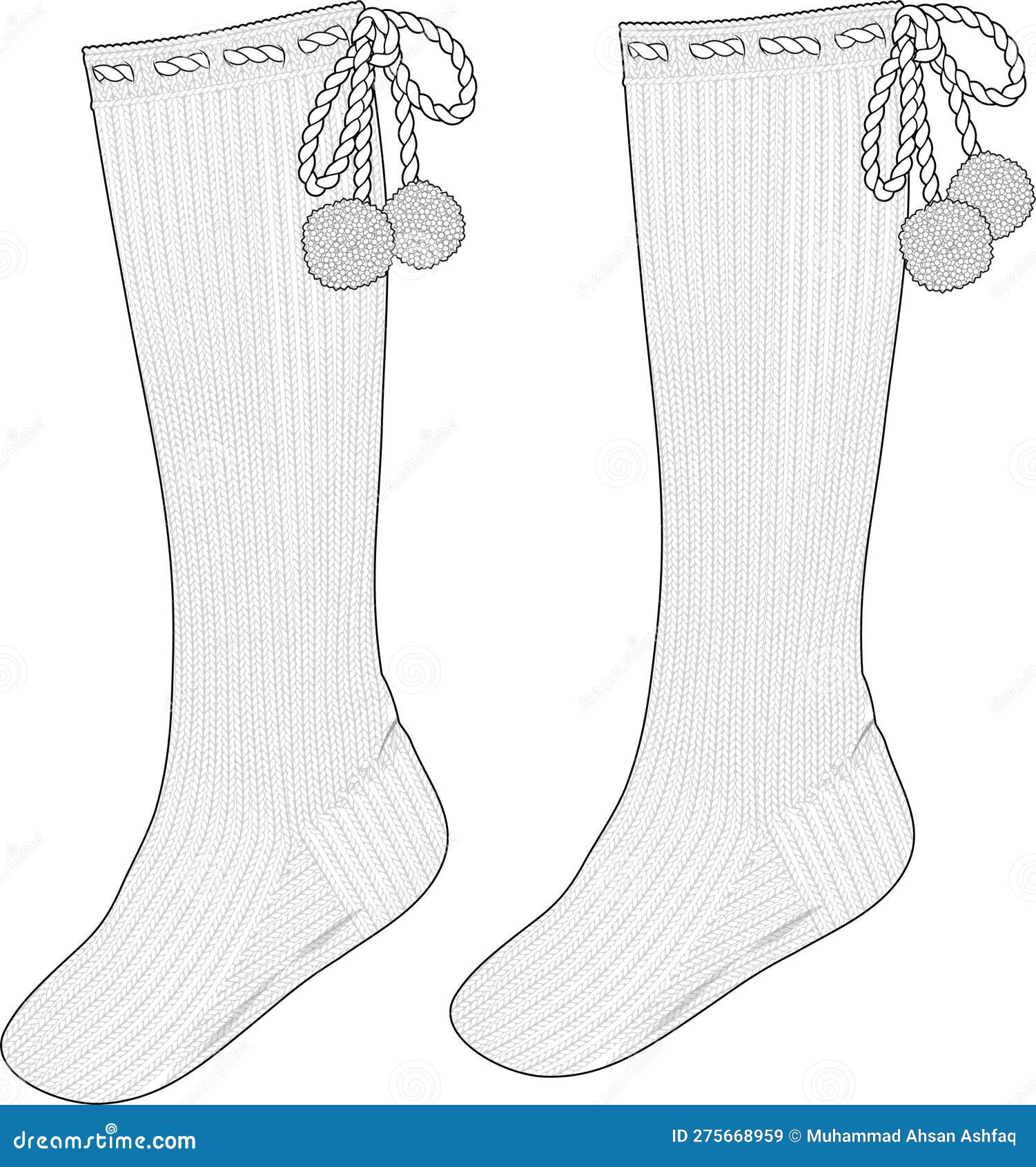 GIRLS and WOMEN WINTER WEAR SOCK with POM POM LACE Stock Vector ...