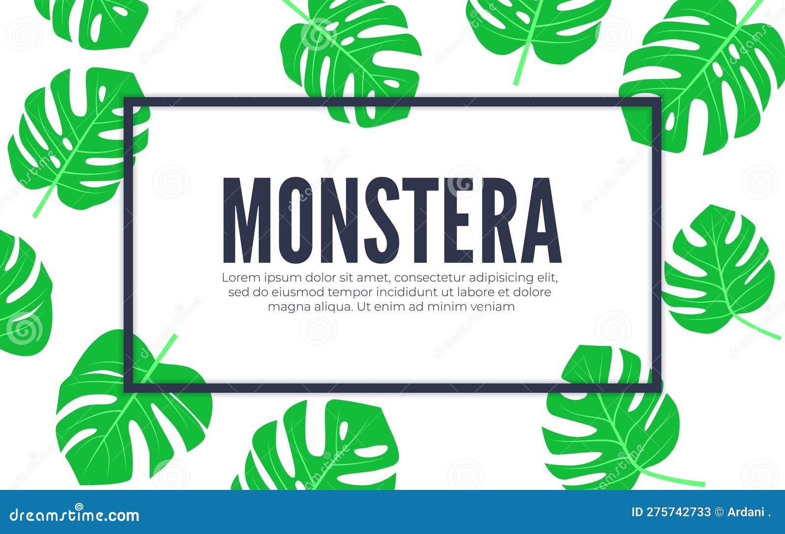 Vector Monstera Leaves Background, Tropical Leaf Vector Illustration ...