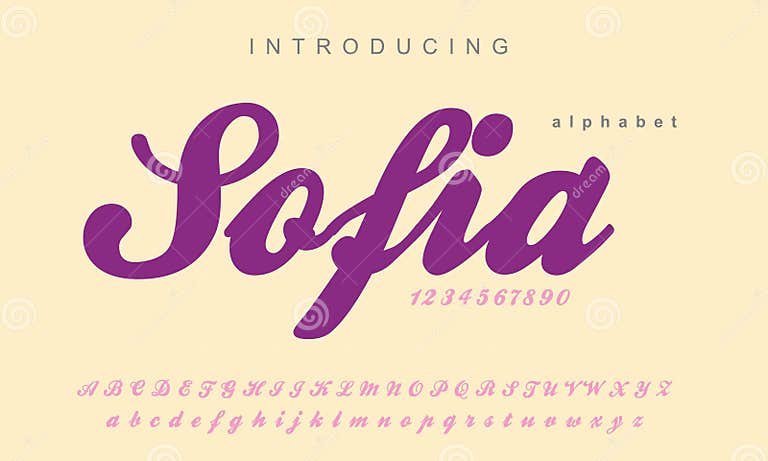 Sofia Font. Elegant Alphabet Letters Font and Number Stock Vector ...