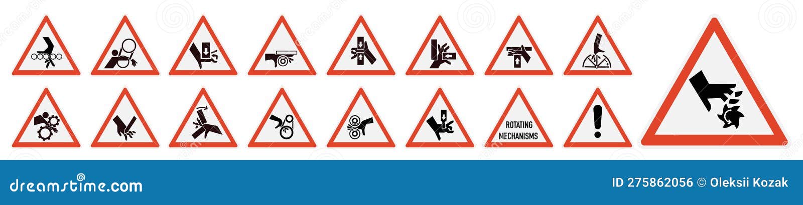 Set of ISO Warning Signs: Hand Crushing Force. Stock Vector ...