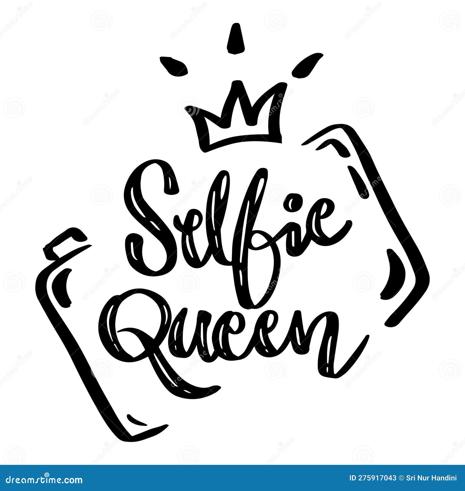 Selfie Queen, Hand Lettering. Stock Illustration - Illustration of ...