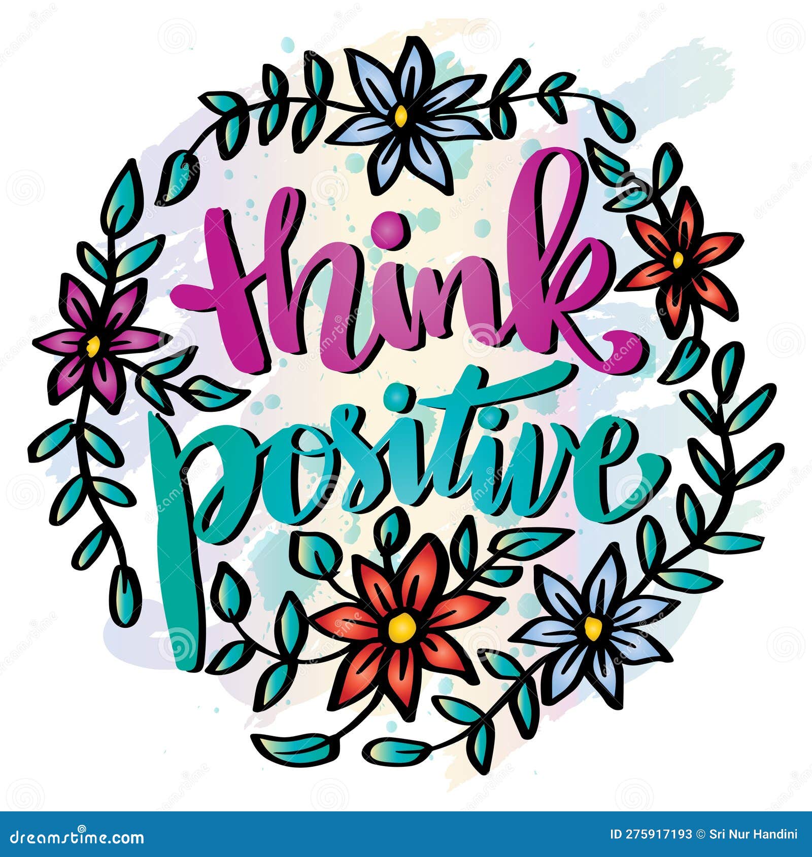 Think Positive, Hand Lettering. Stock Illustration - Illustration of ...