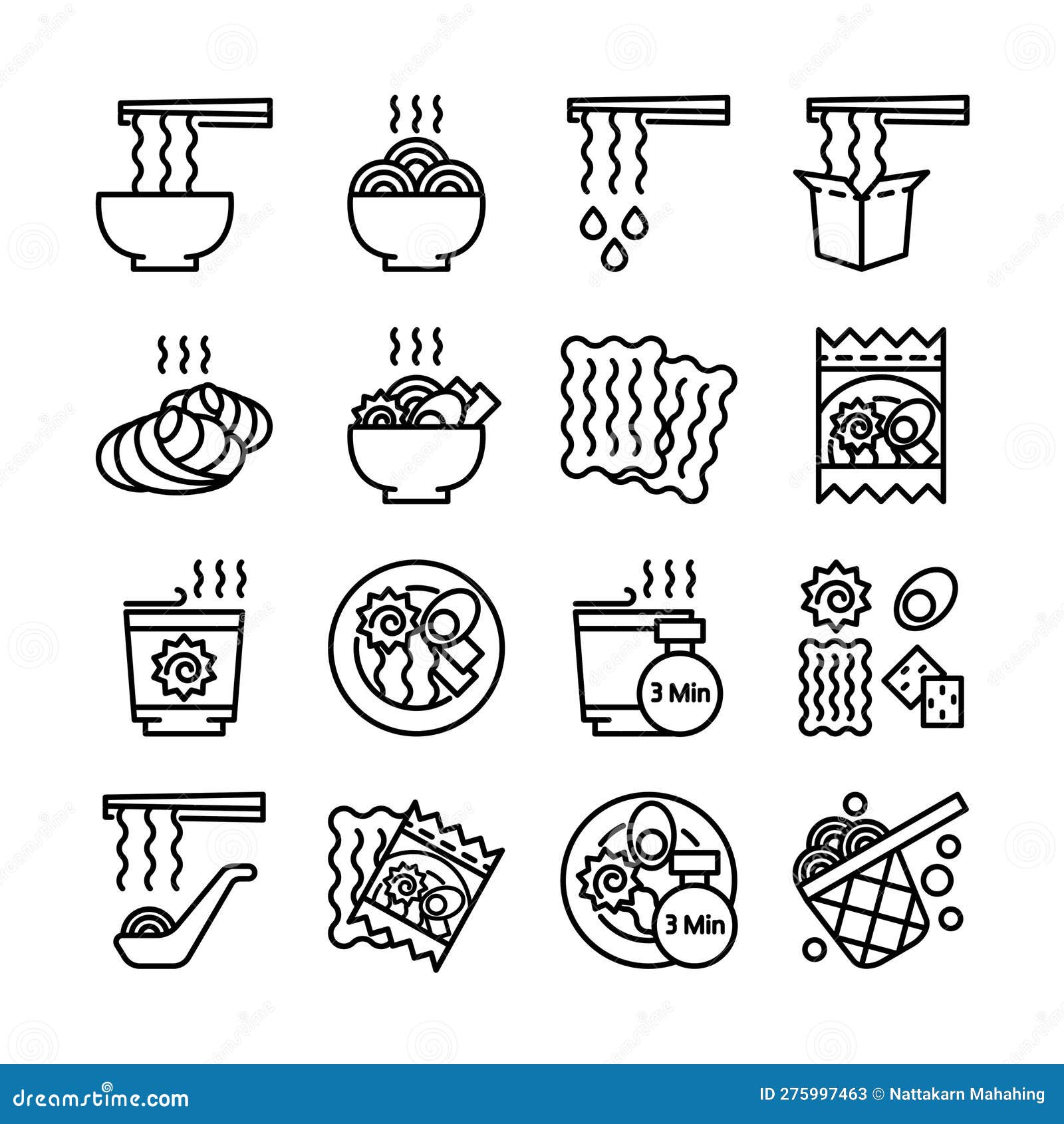 Noodle Icons, Asian Food Logos Set Stock Vector - Illustration of icons ...