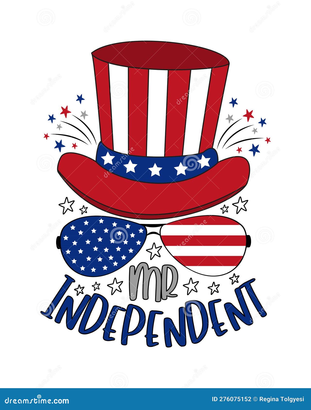Mr Independent - Typography with Uncle Sam Hat and Sunglasses Stock ...