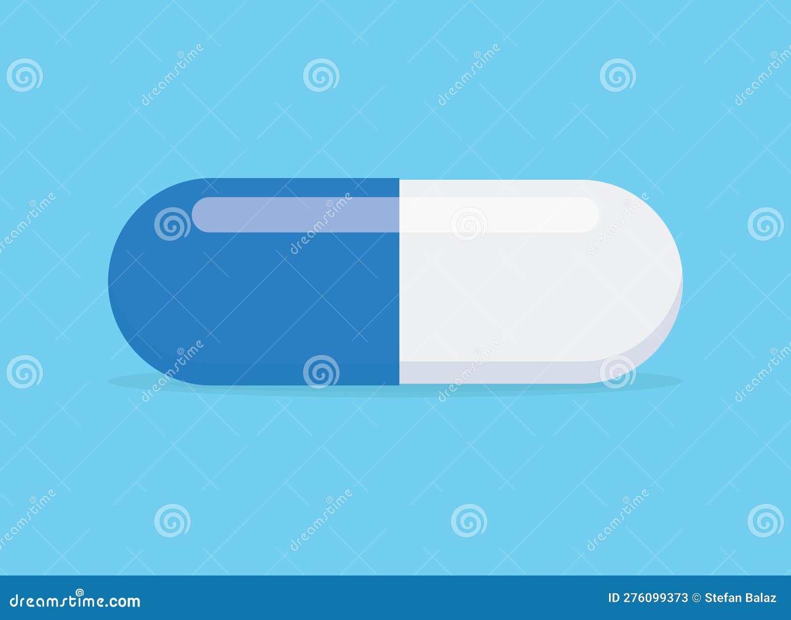 Blue Medical Pill Icon Vector Illustration Closeup Isolated on Blue ...