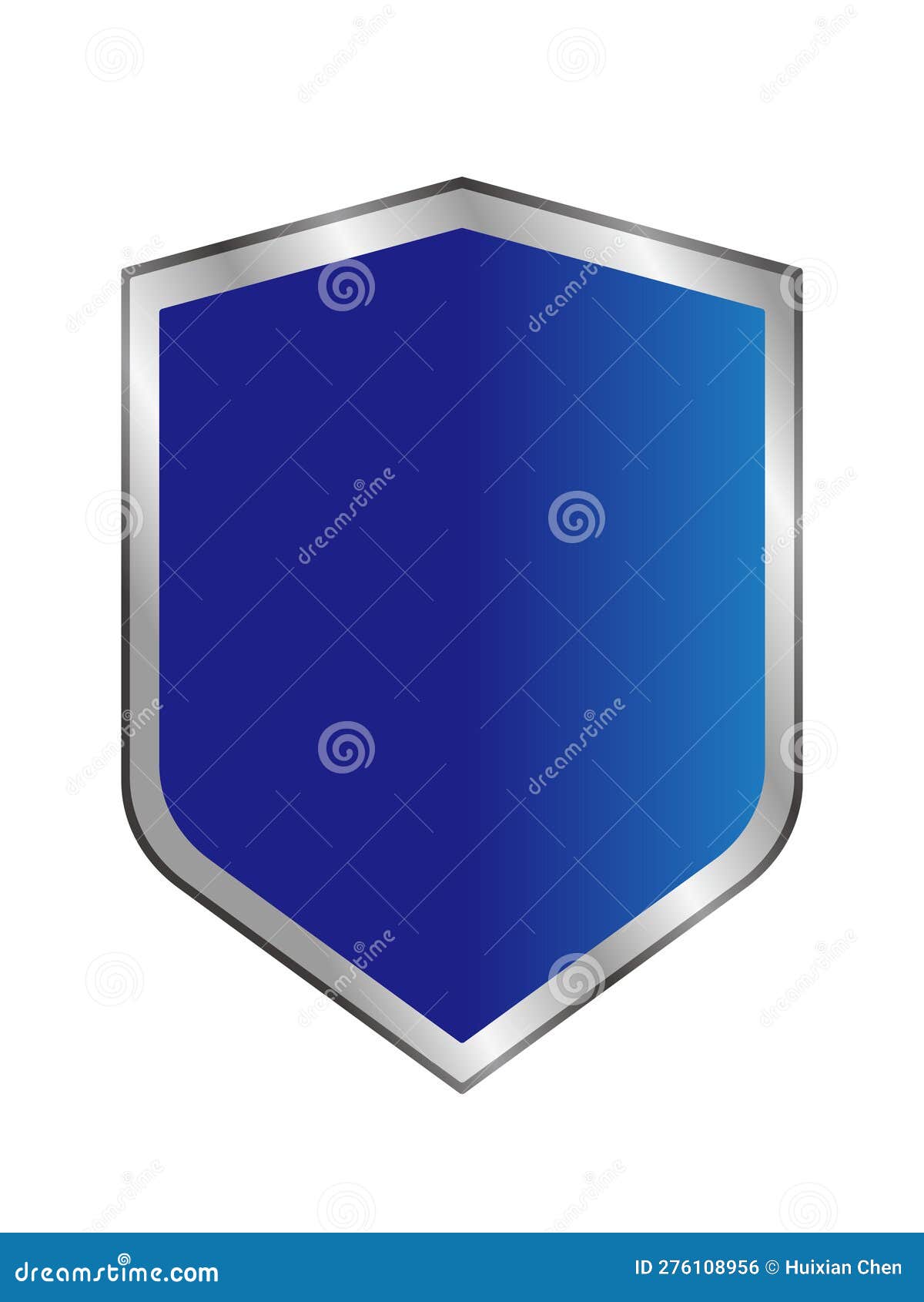 Blue Metallic Shield Isolated on White. Stock Illustration ...