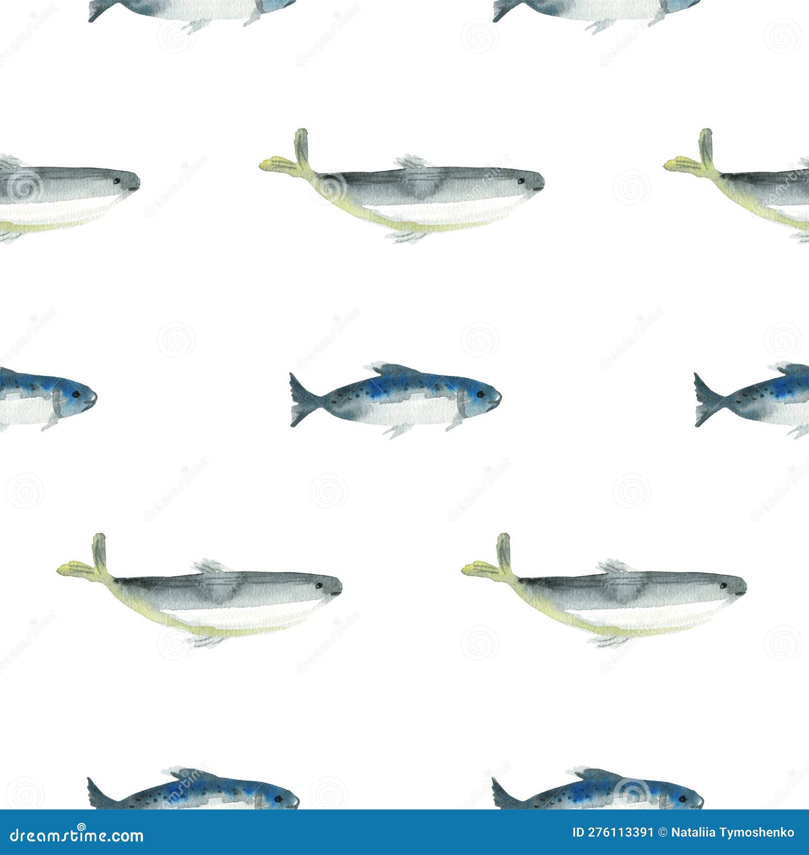 Watercolor Seamless Fish Pattern for Clothes, Textile, Fashion Print ...
