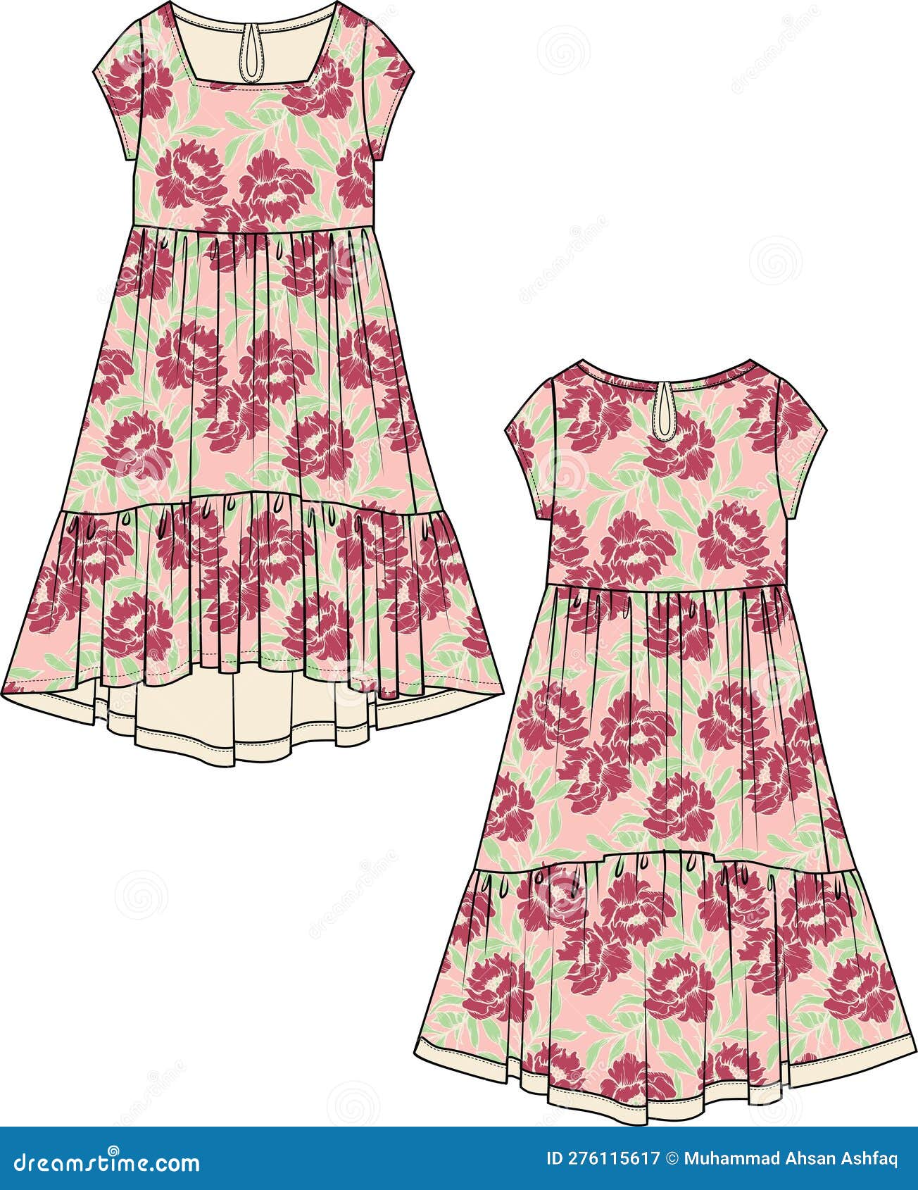 WOMEN and GIRLS WEAR WOVEN DRESS in CHIFFON FABRIC Stock Vector ...