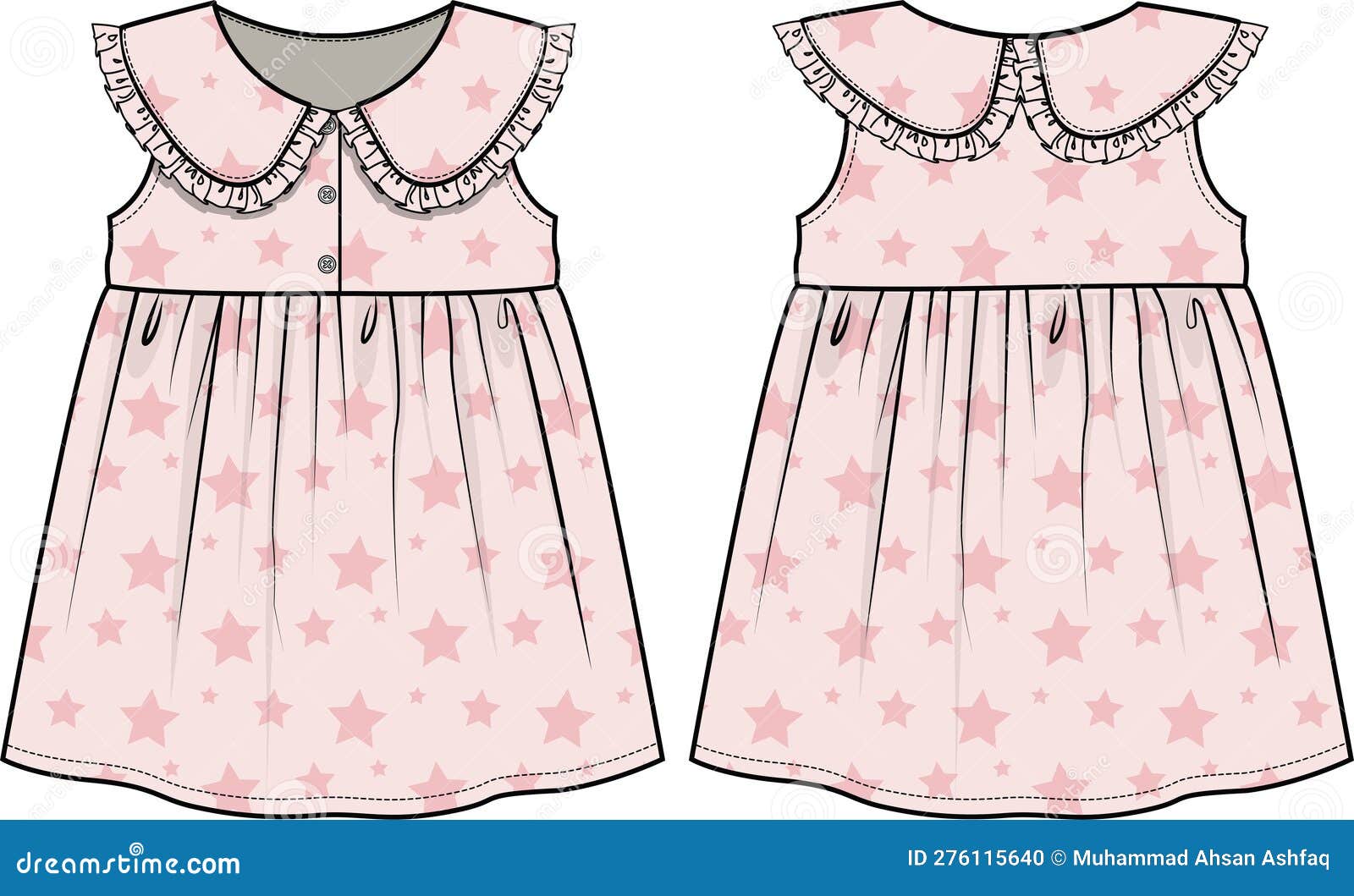KID GIRLS WEAR DRESS FROCK stock vector. Illustration of embroidered ...