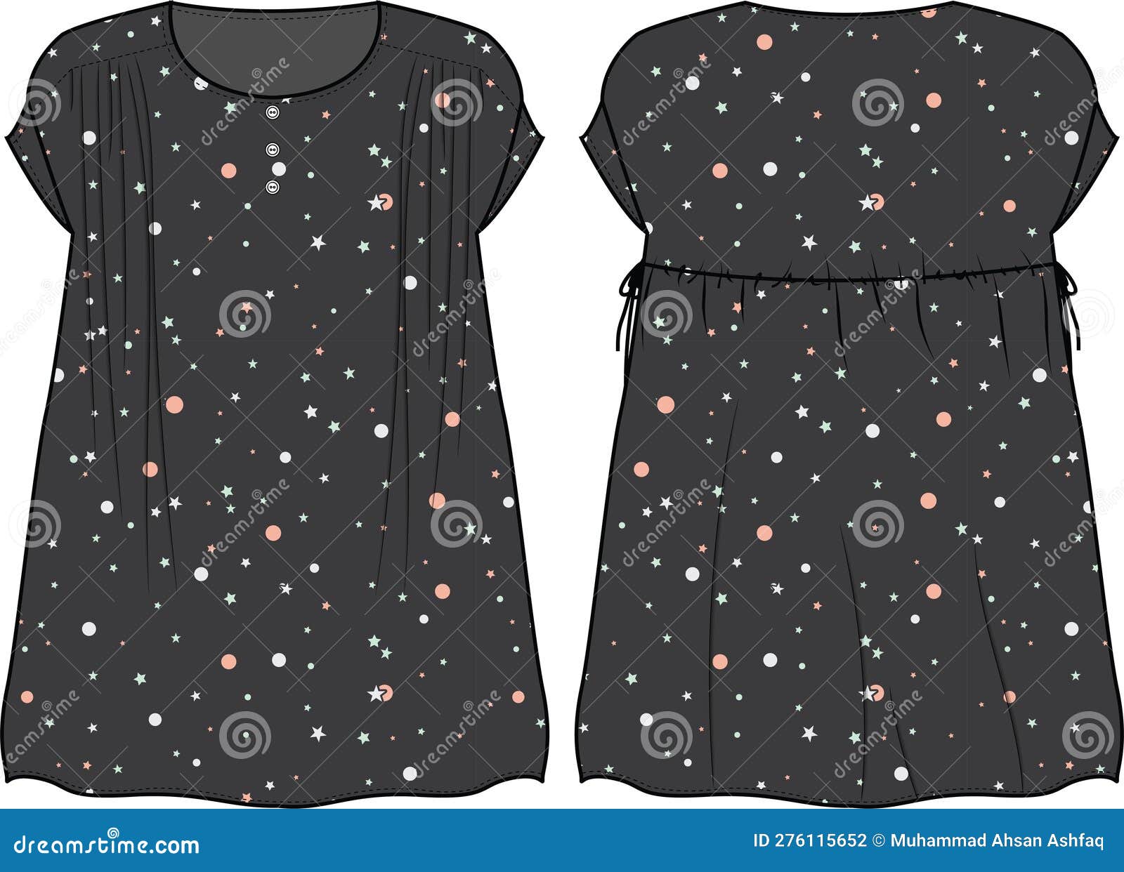 GIRL and WOMEN WEAR OVERSIZE DRESS FRONT and BACK Stock Vector ...