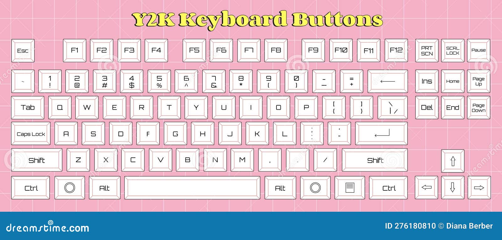 Y2K Old School Retro Keyboard Buttons Collection, Vector Symbols and ...