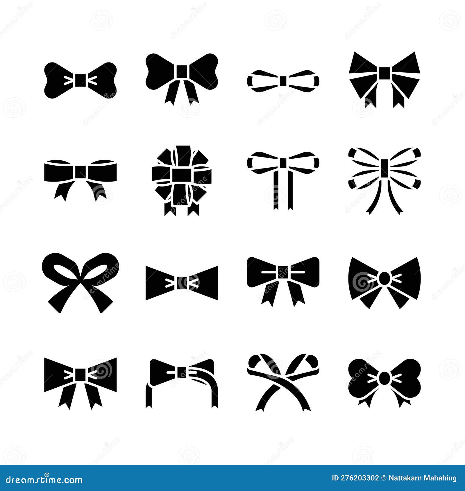 Bow Ribbon Icon Set, Bow Tie Vector Icon Set Stock Vector ...