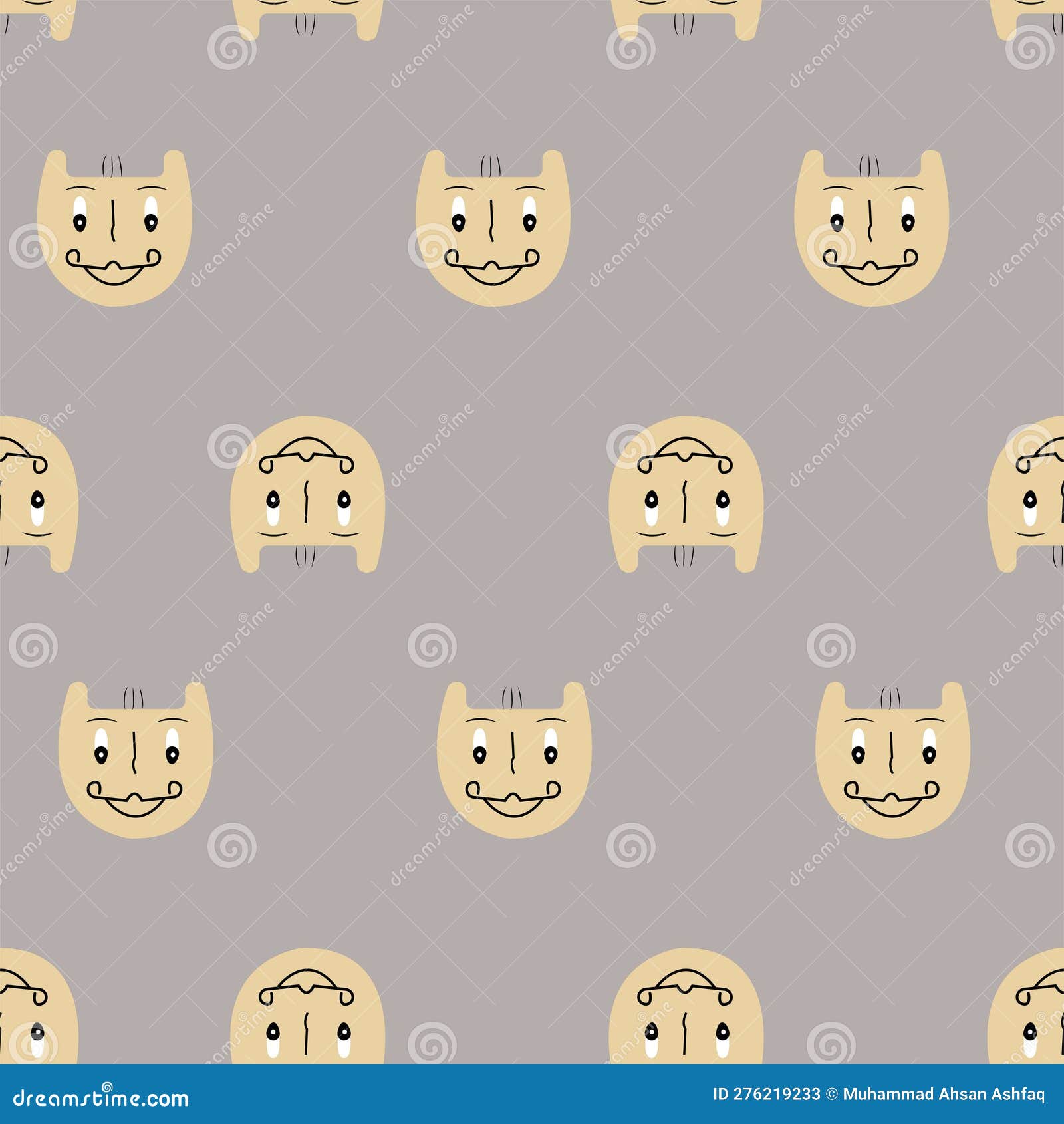DOODLE FACE SEAMLESS REPEAT PATTERN Stock Vector - Illustration of ...