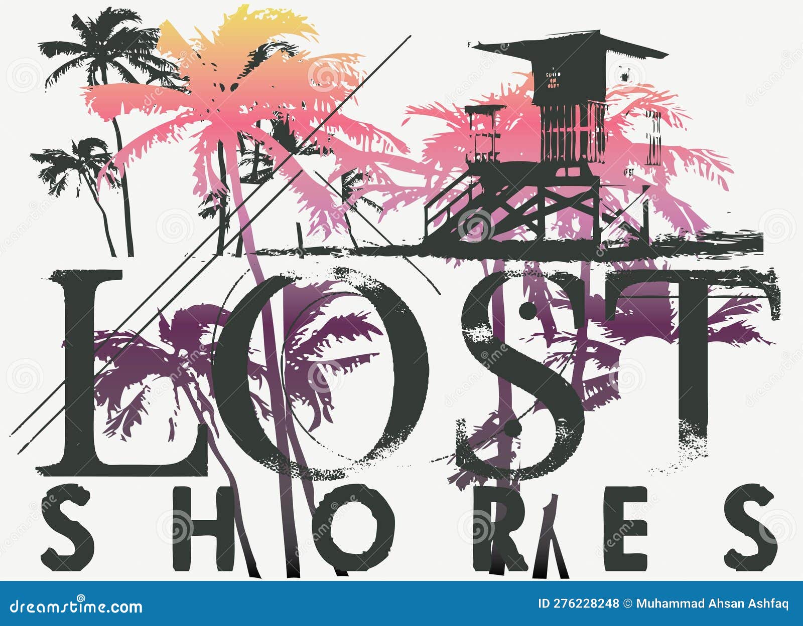 LOST SHORES PRINT and GRAPHIC Stock Vector - Illustration of shore ...