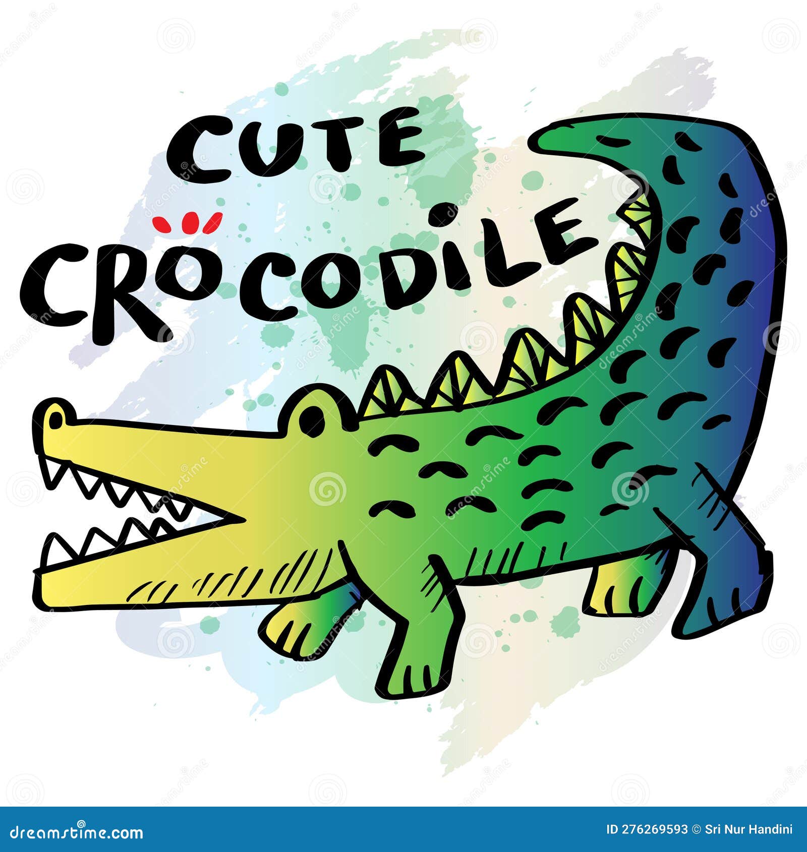 Cute Crocodile Hand Drawing Illustration. Stock Illustration ...