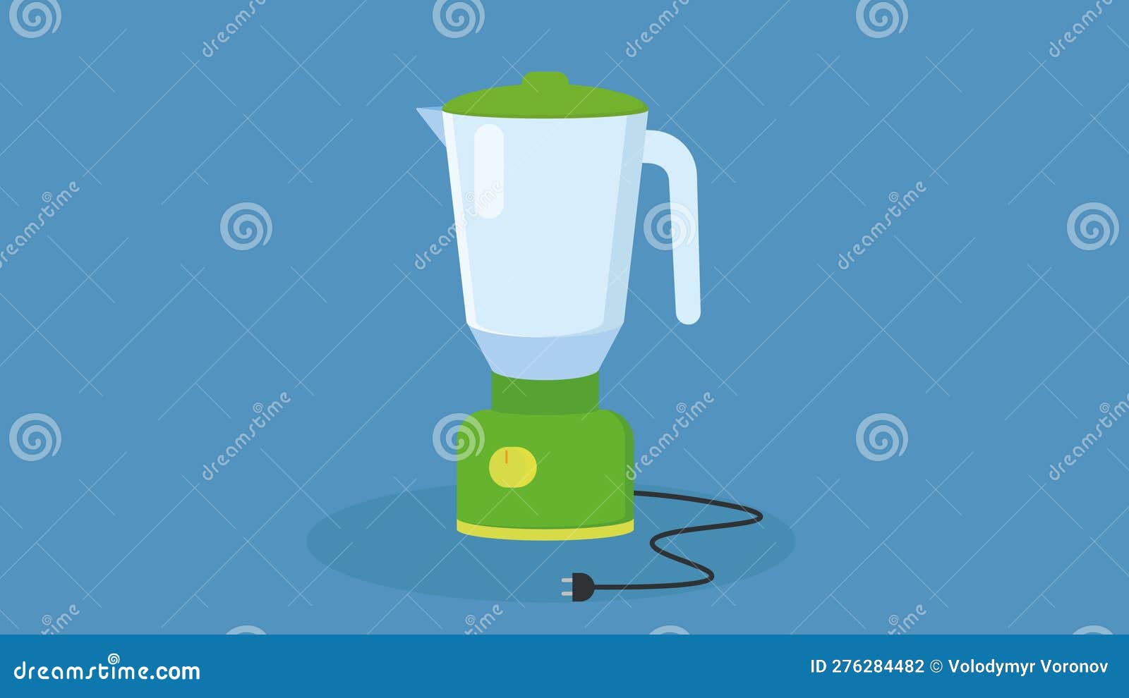 A Green Blender with a Cord on a Blue Background Stock Vector ...