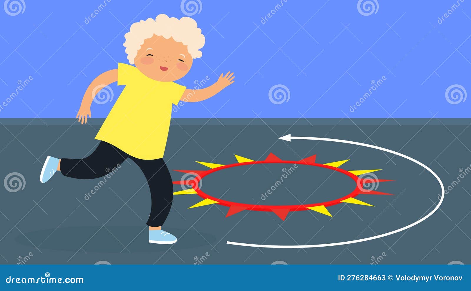 Little Boy is Running in a Circle. Vector Illustration Stock Vector ...