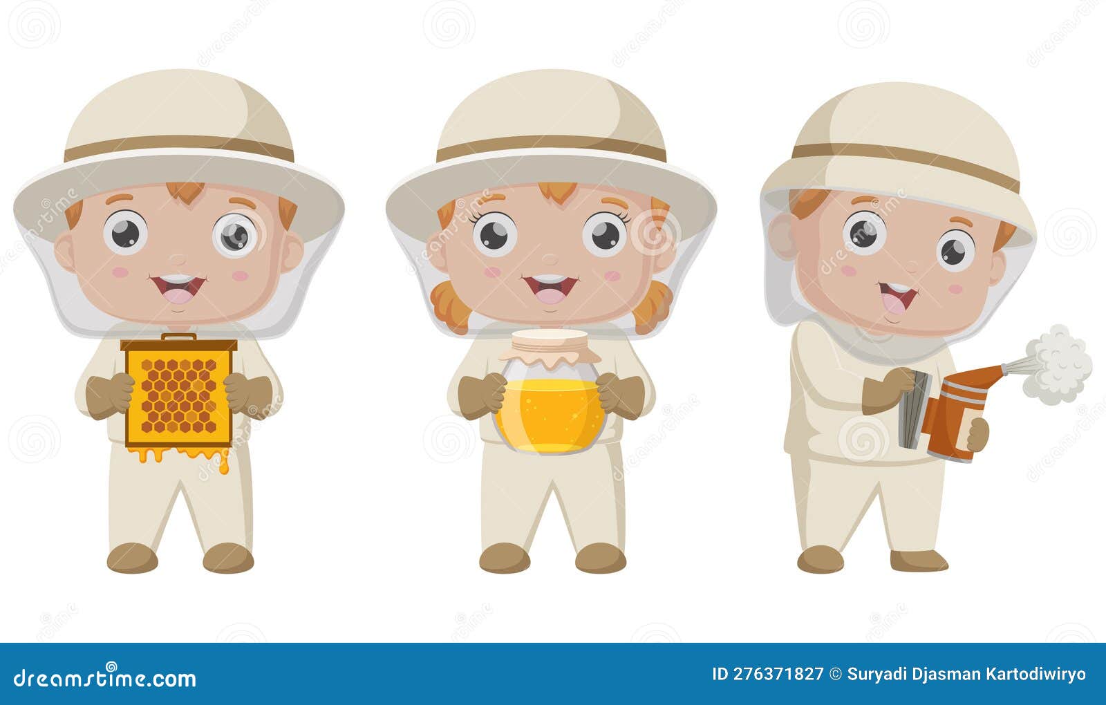Set of Cute Beekeeper Cartoon Stock Vector - Illustration of food ...