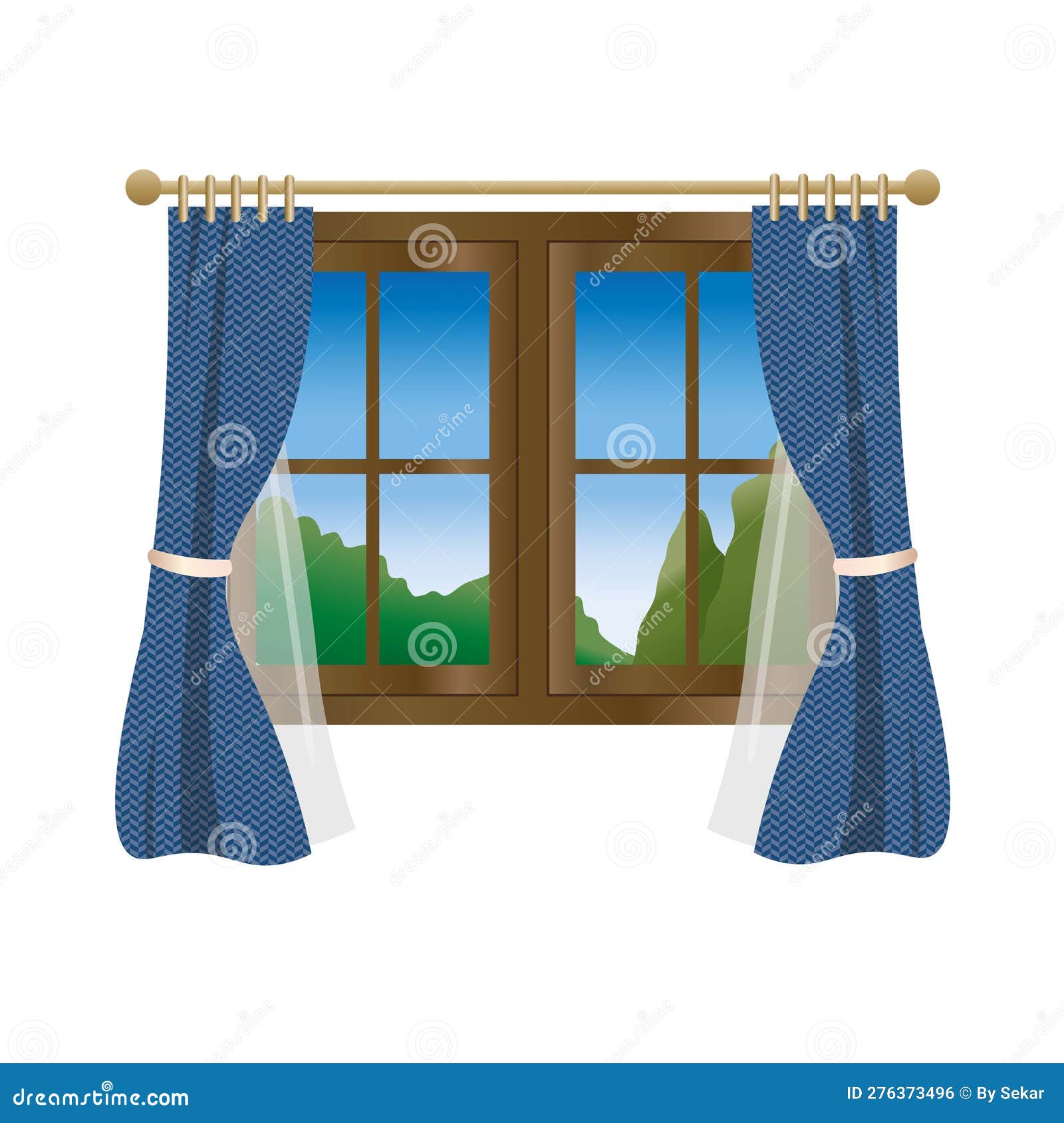 Illustration of Cute Window and Curtain Stock Vector - Illustration of ...