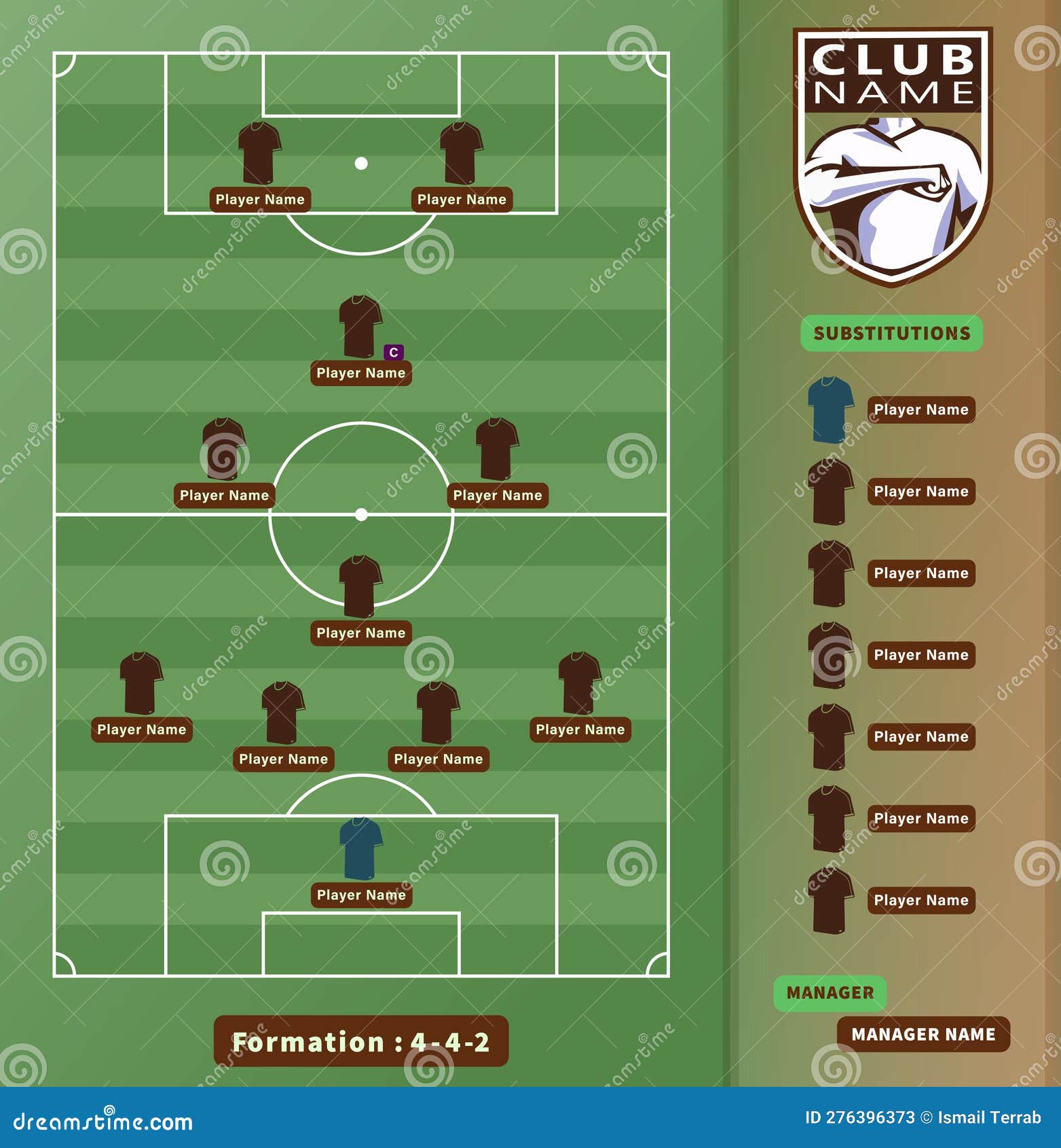 Soccer Lineups, Football Players 4-4-2 Variation Formation Scheme Stock ...