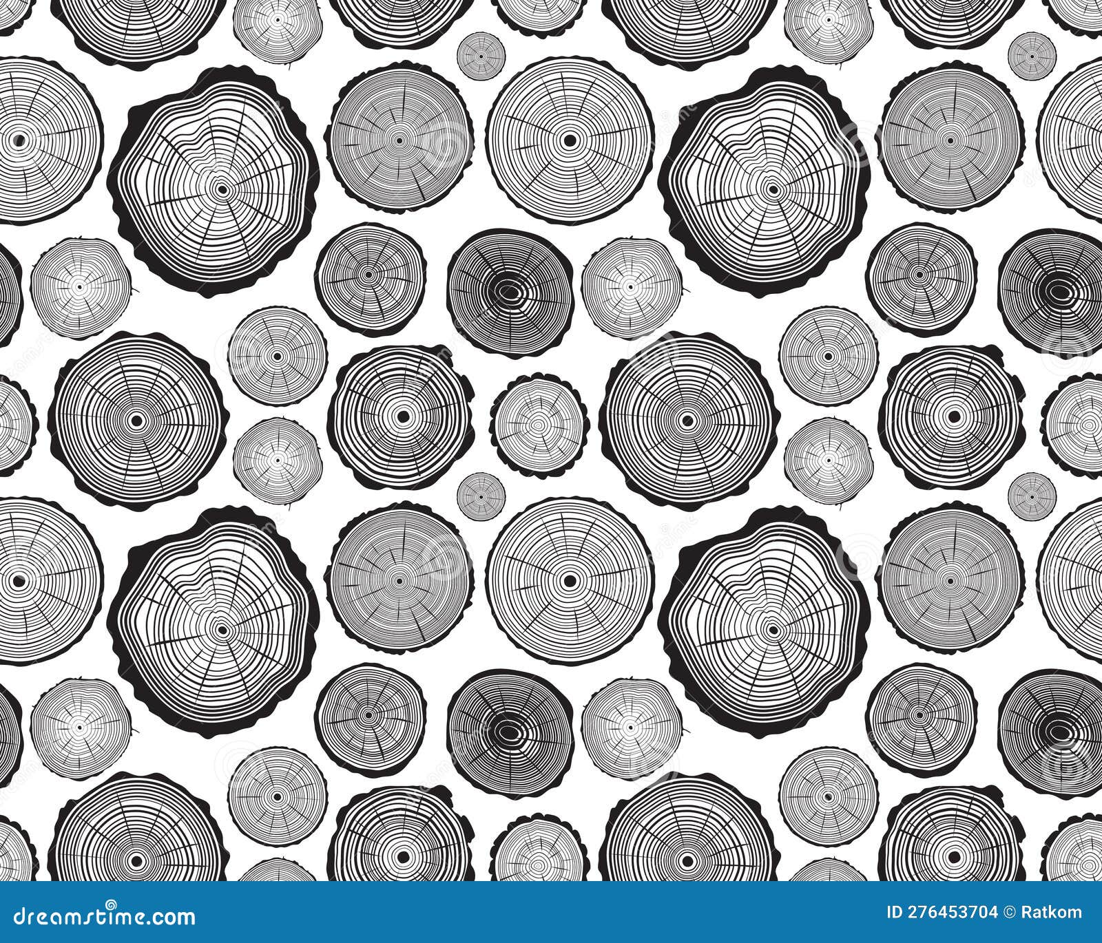 Cross Section of Trees, Seamless Stock Illustration - Illustration of ...