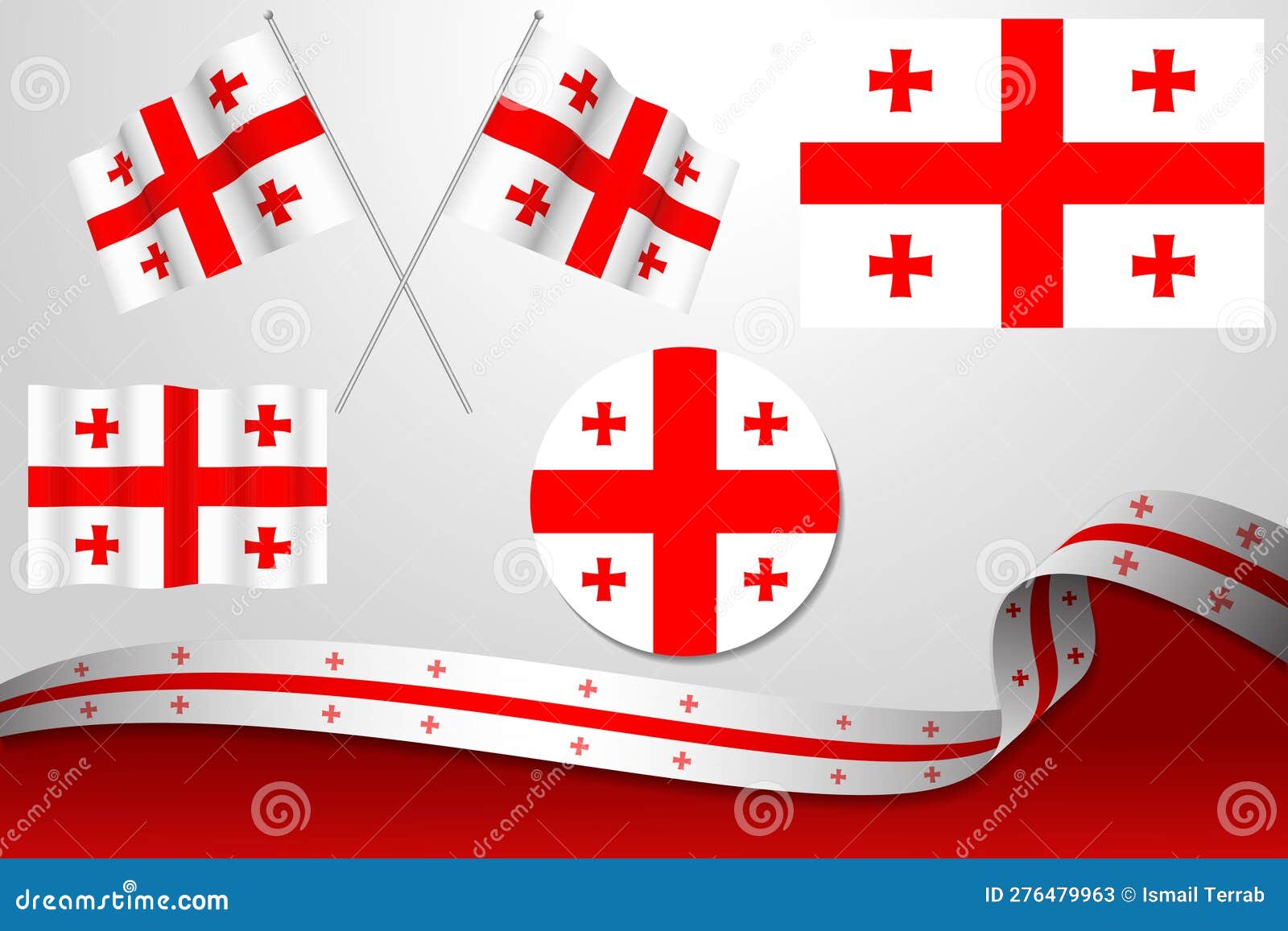 Set of Georgia Flags in Different Designs Stock Vector - Illustration ...