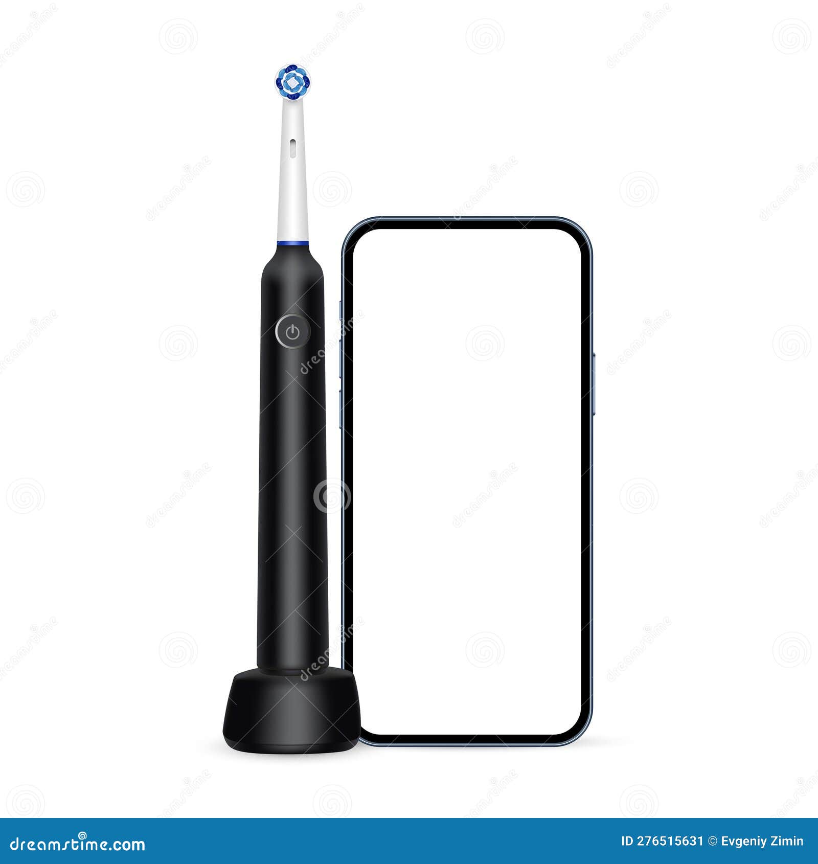 Black Electric Toothbrush on Charger, Smartphone Stock Vector ...