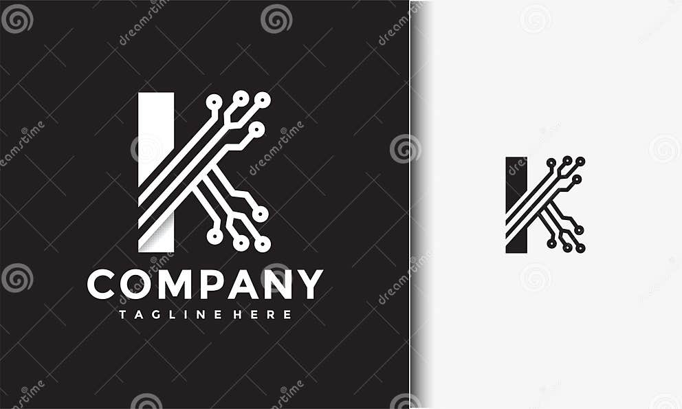 Initials K technology logo stock vector. Illustration of emblem - 276564578
