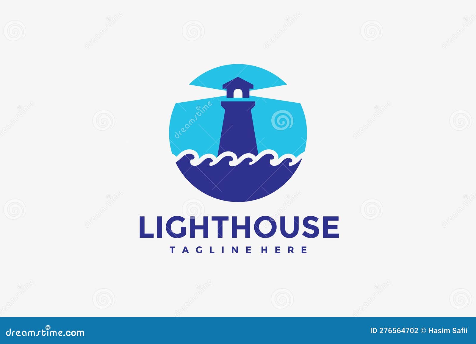 Lighthouse sea waves logo stock vector. Illustration of vector - 276564702
