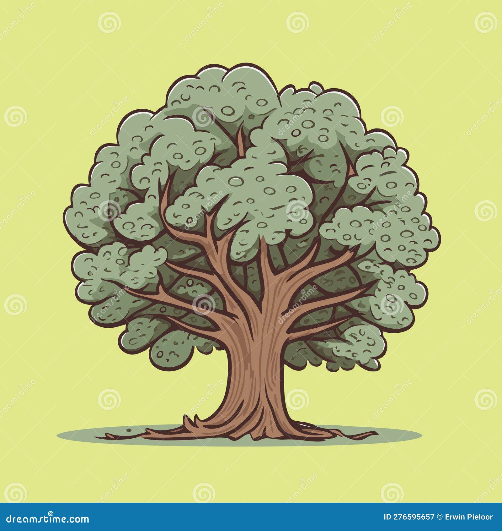 Cartoon Tree. Vector Illustration of a Tree with Green Leaves Stock ...