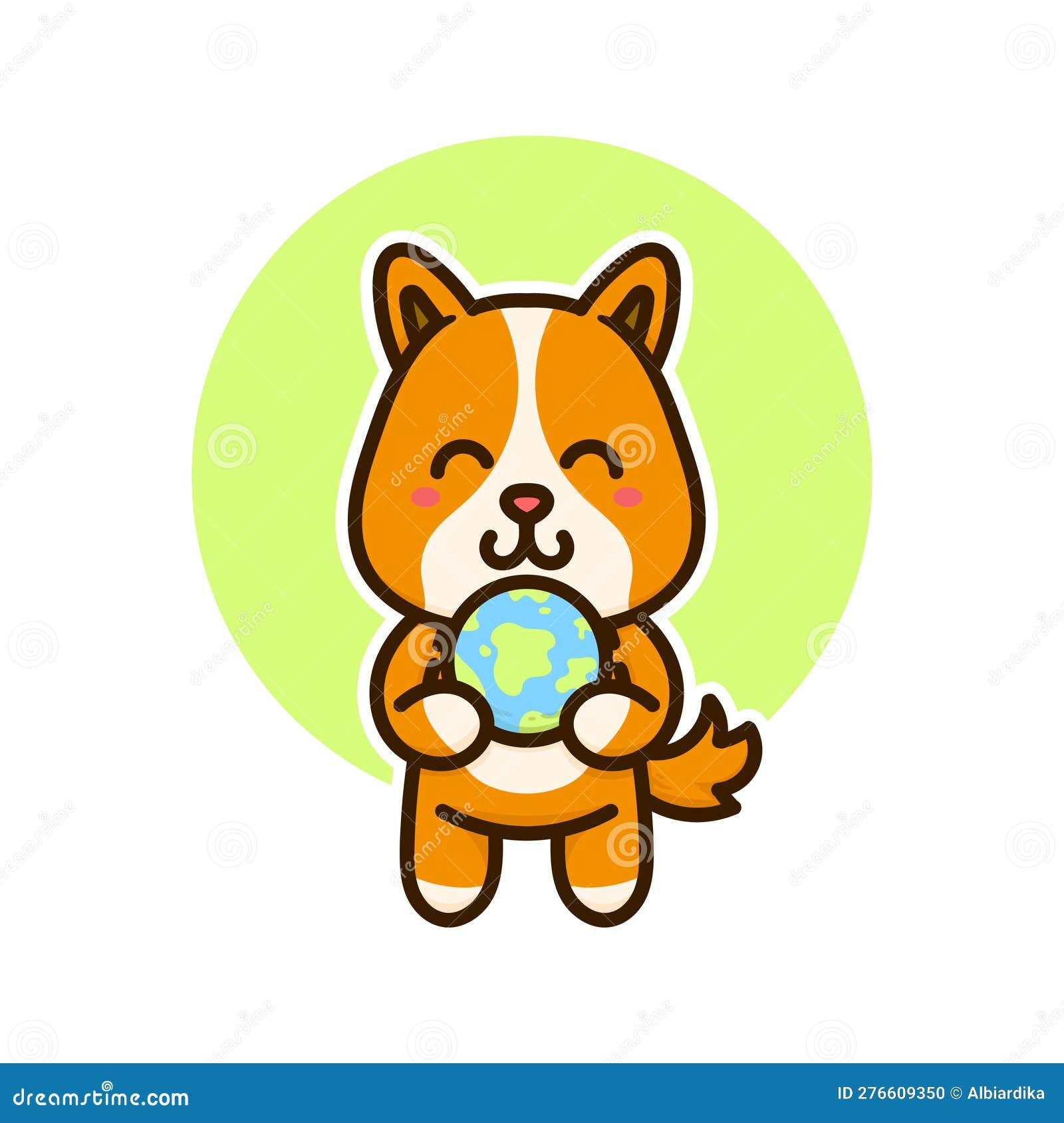 Happy Dog Cute and Earth Planet Adorable Cartoon Doodle Vector ...