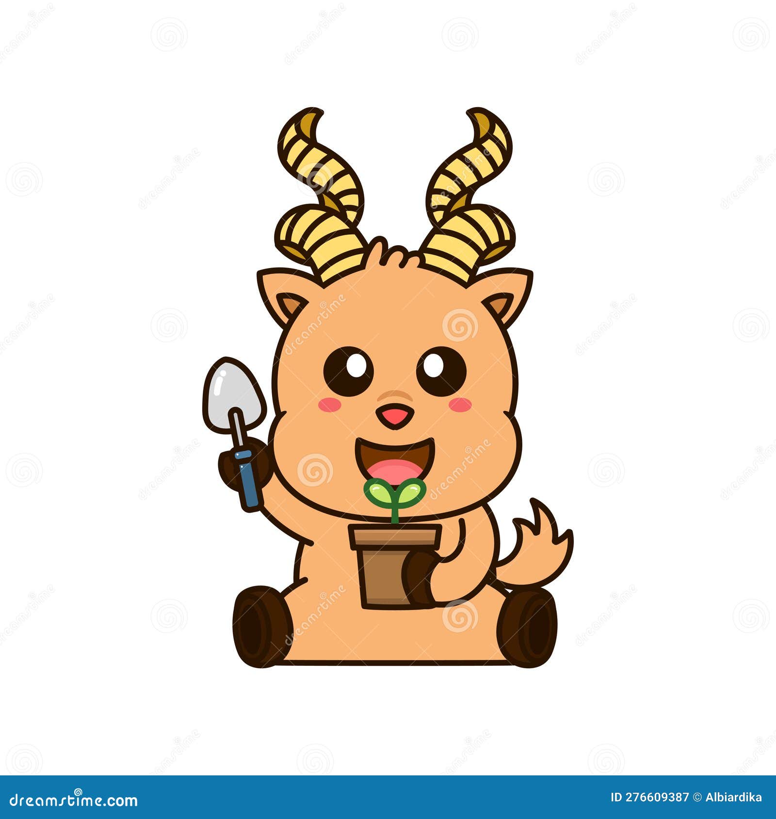 Markhor Goat Cute Adorable Cartoon Doodle Vector Illustration Flat ...