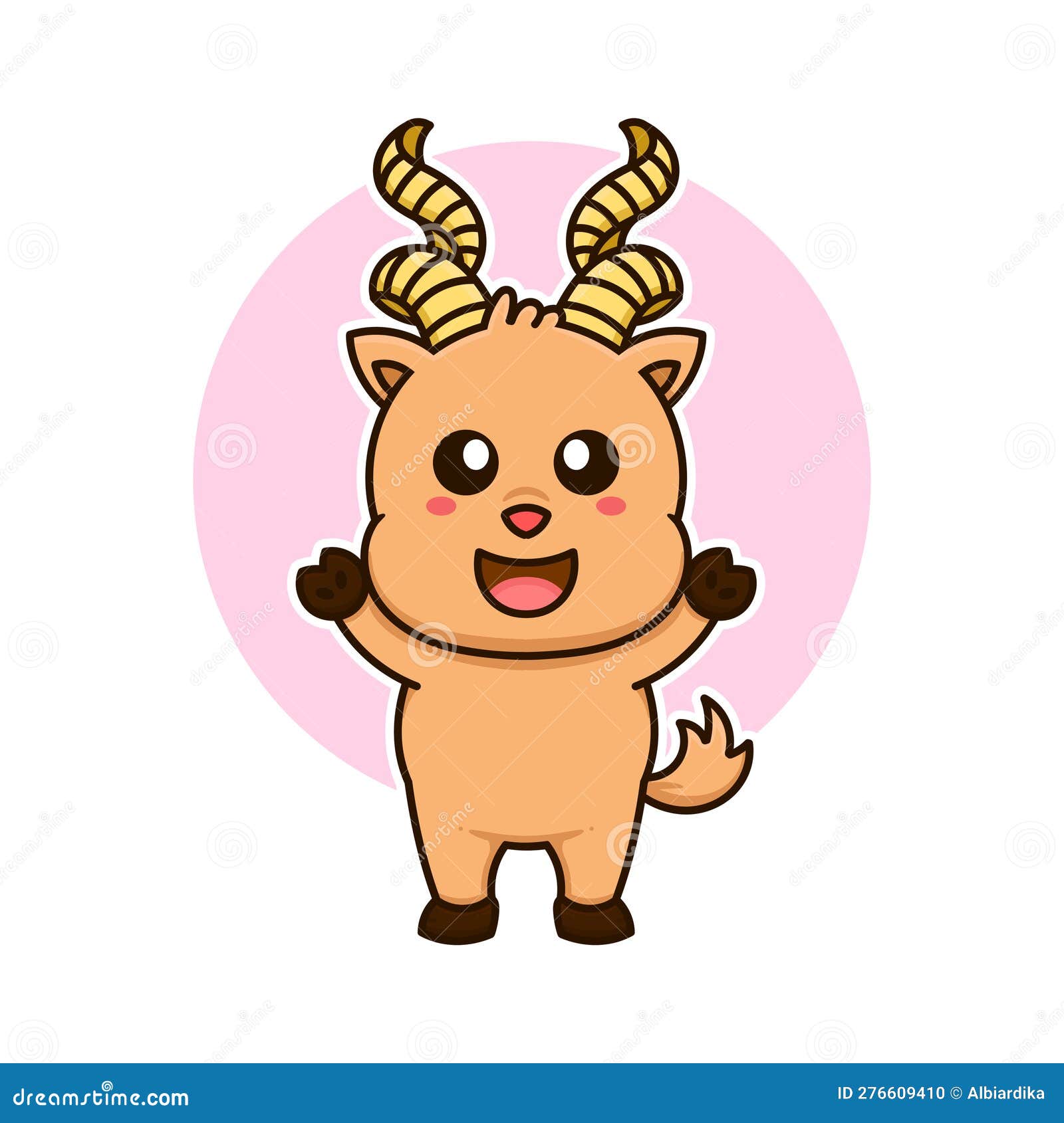 Markhor Goat Cute Adorable Cartoon Doodle Vector Illustration Flat ...