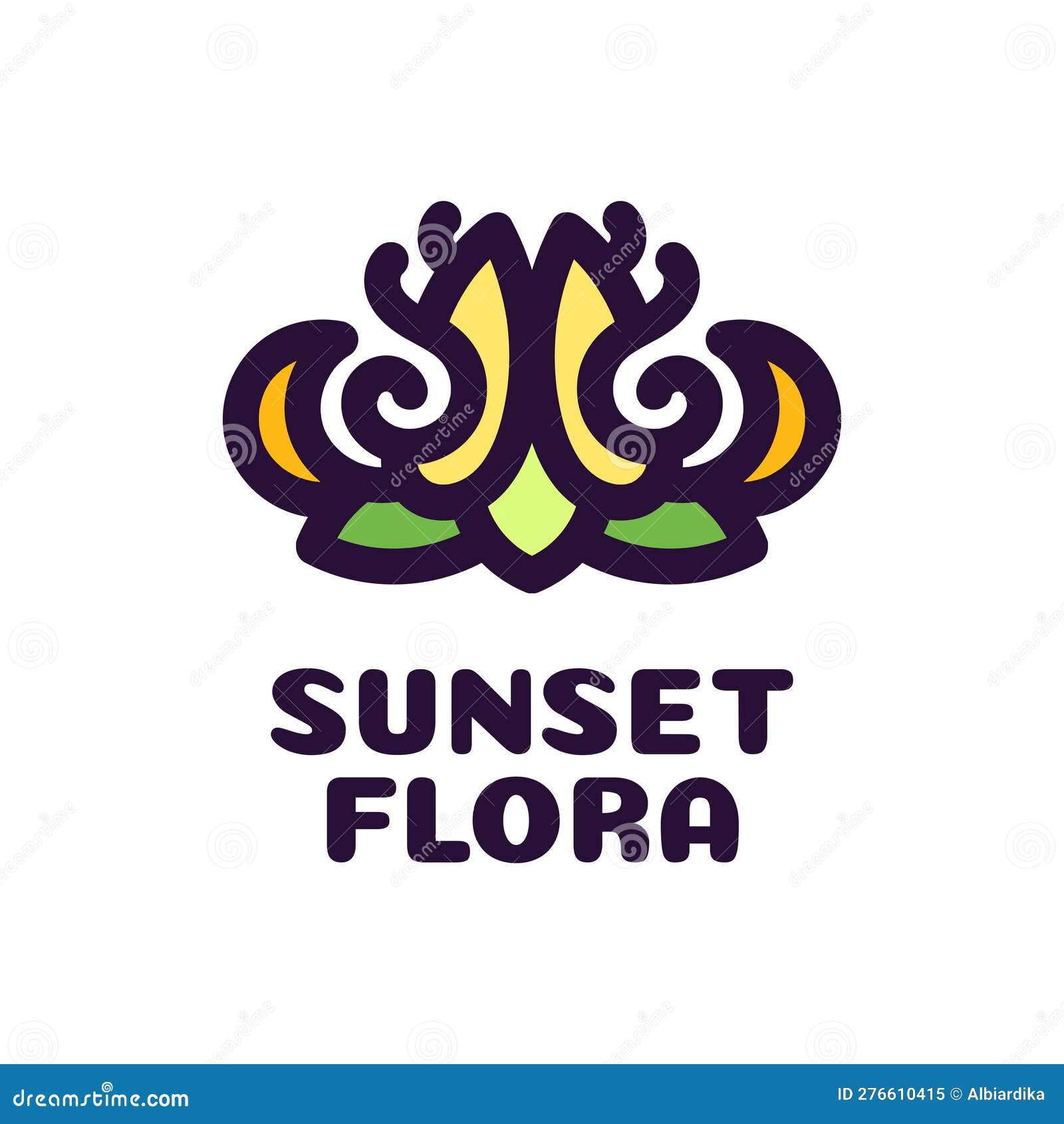 Sunset Flora Flower Nature Logo Concept Design Illustration Stock ...