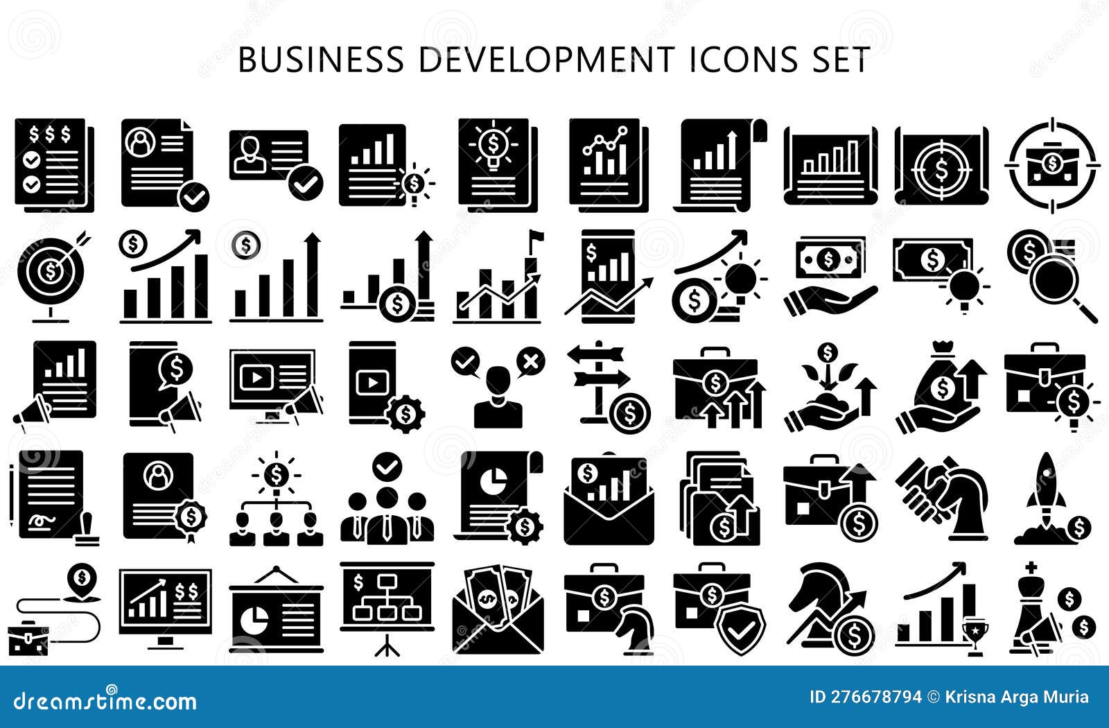 Business and Finance Development Glyph Icons Set. Stock Illustration ...