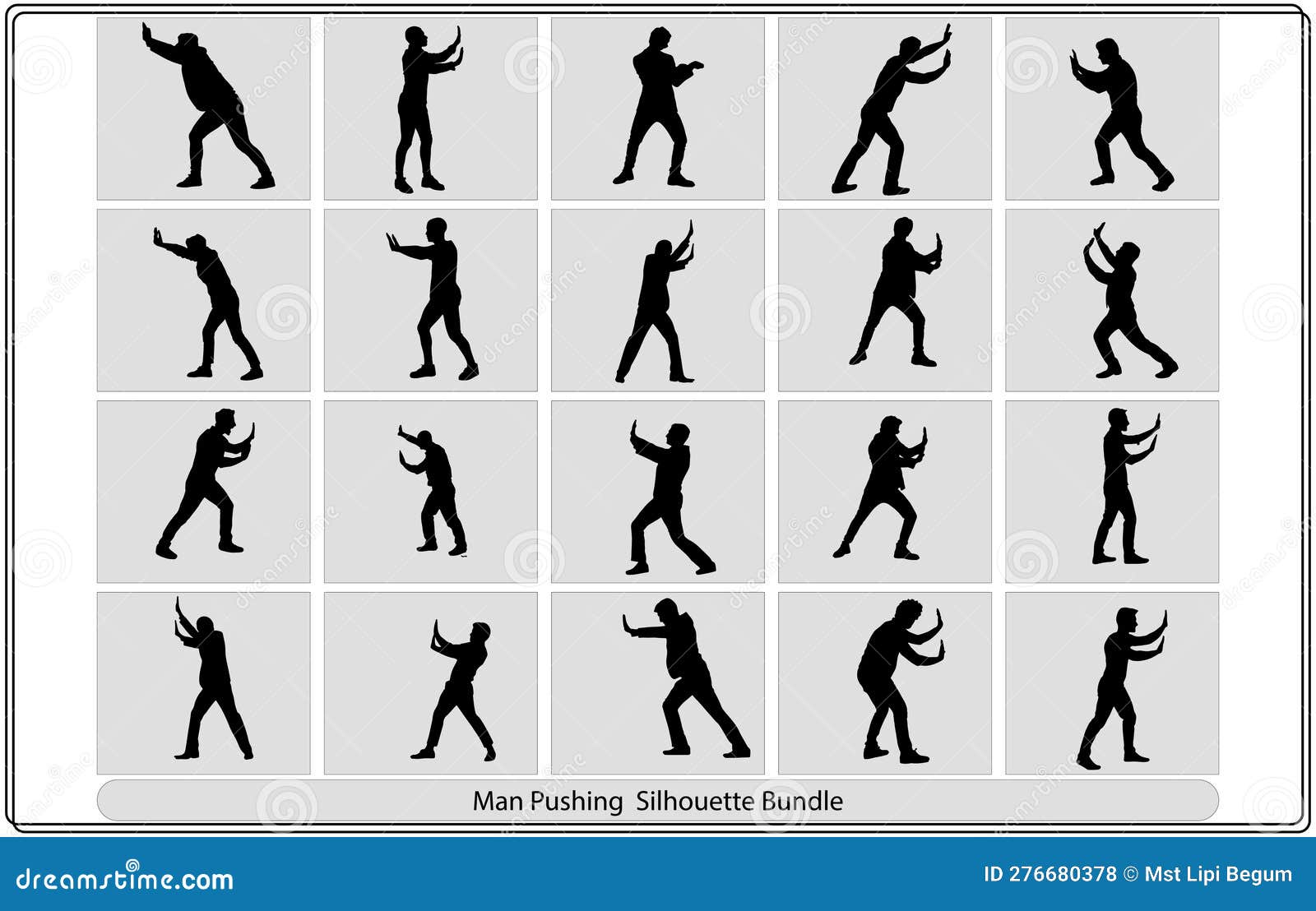 Pushing Silhouette, People Pushing Pose Silhouette, Female Pushing Pose ...