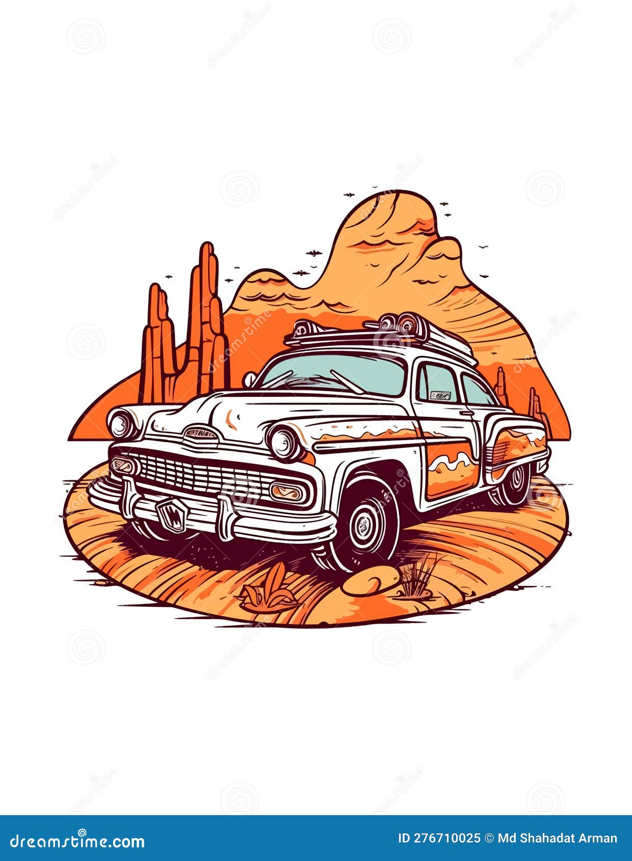 Car in Front of a Forest Hand Drawn Illustration, Car in Front of a ...