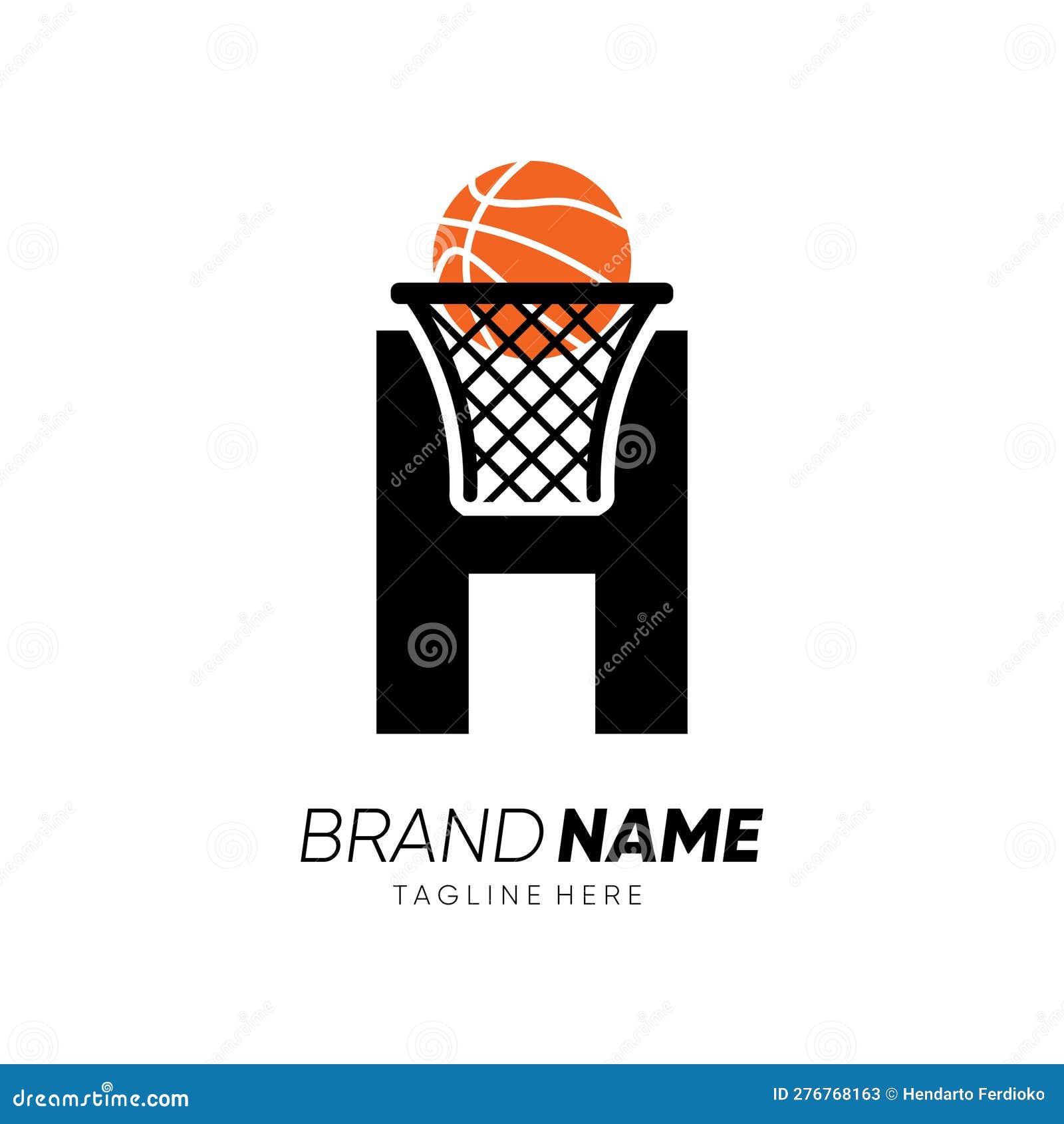 Letter H Initial Basketball Logo Design Vector Icon Graphic Emblem ...