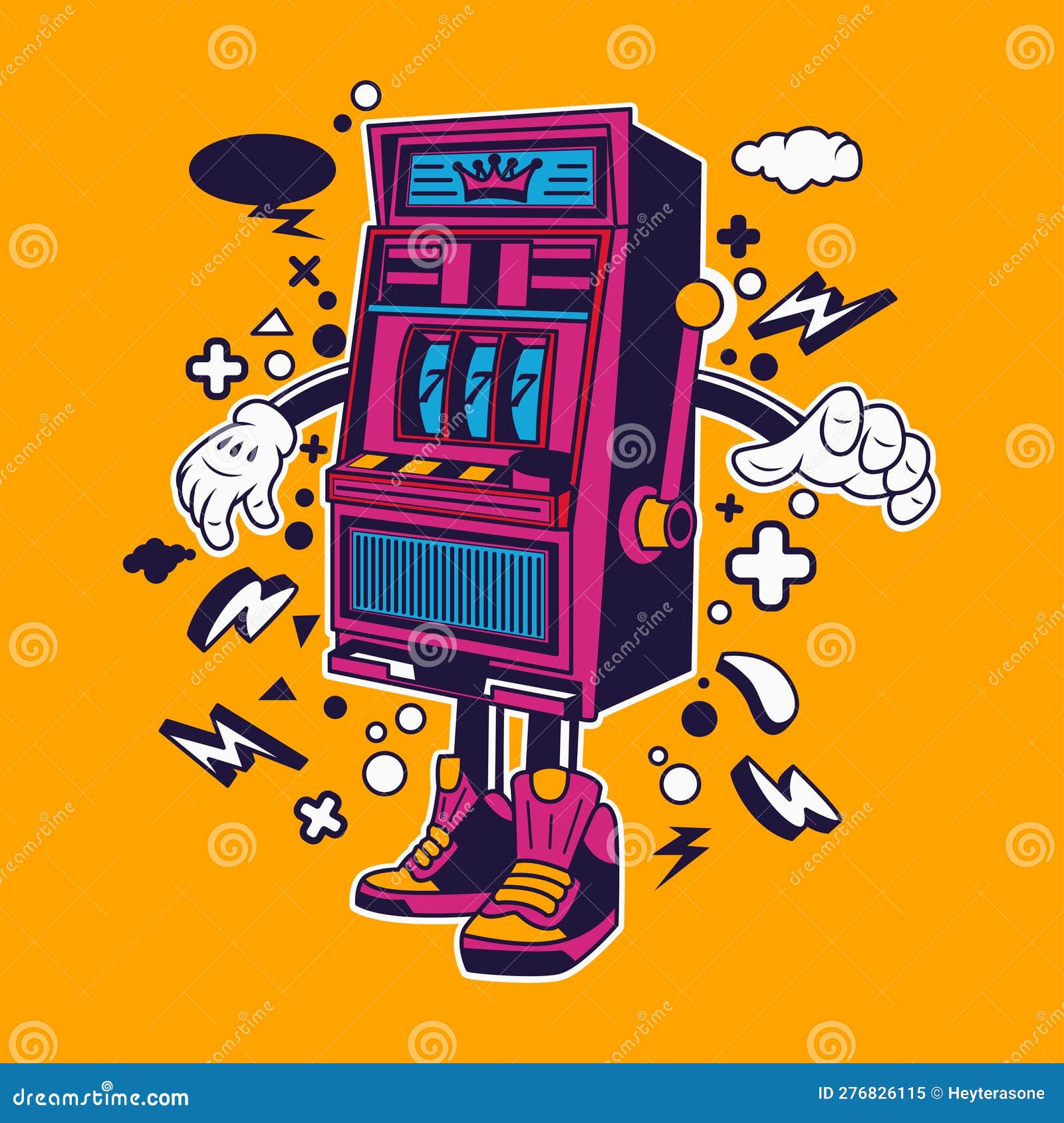 Slot Machine Cartoon Character Sticker Vector Illustration Stock Vector ...