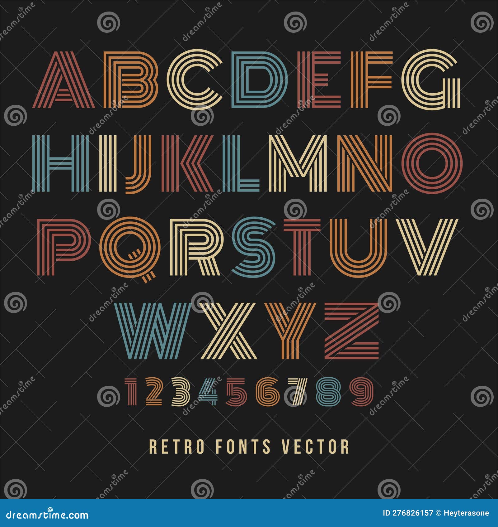 Retro Fonts Vector Stock Illustration, Vintage Fonts Stock Illustration ...