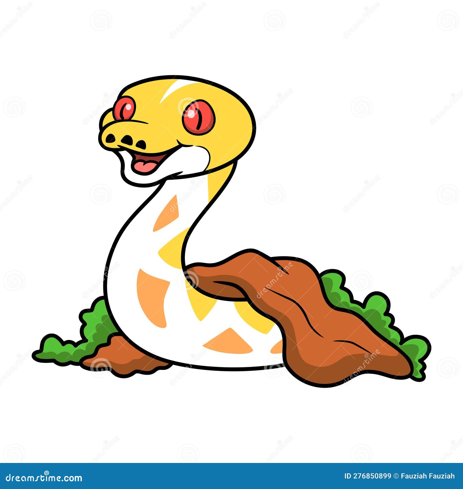 Cute Amelanistic Reticulated Python Cartoon | CartoonDealer.com #276850863