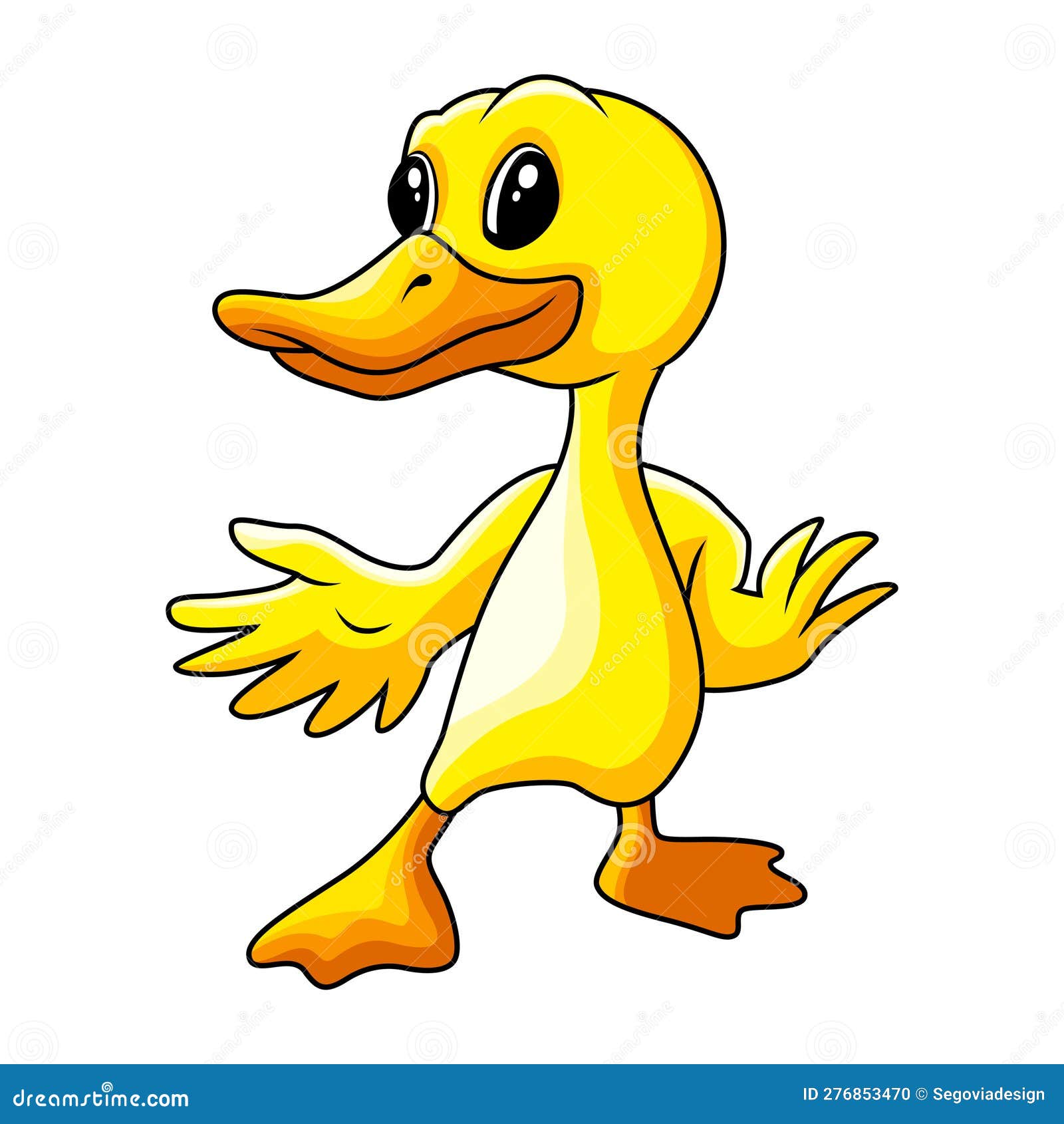 Cute cartoon a duck waving stock vector. Illustration of male - 276853470